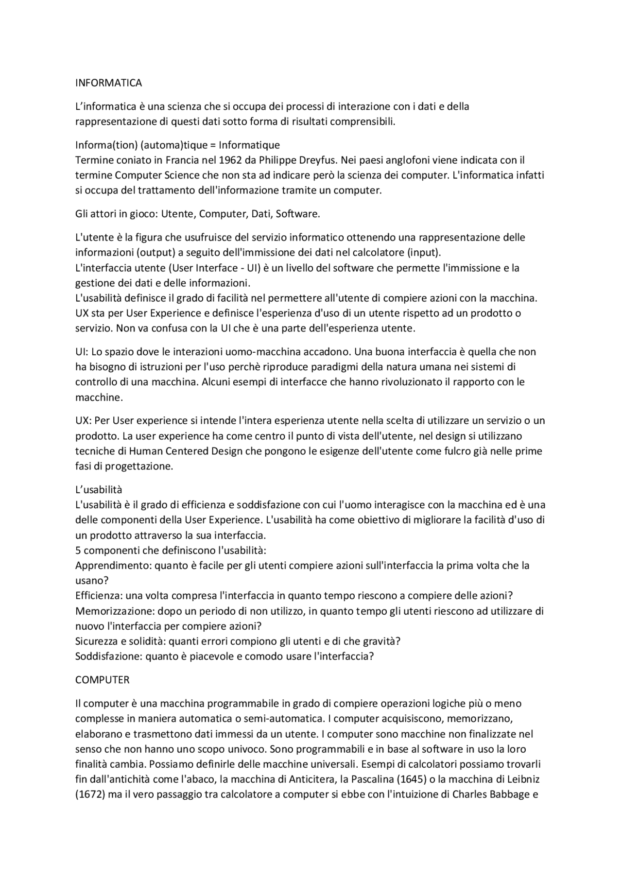 Fondamenti Di Informatica Appunti Di Fondamenti Di Informatica Docsity