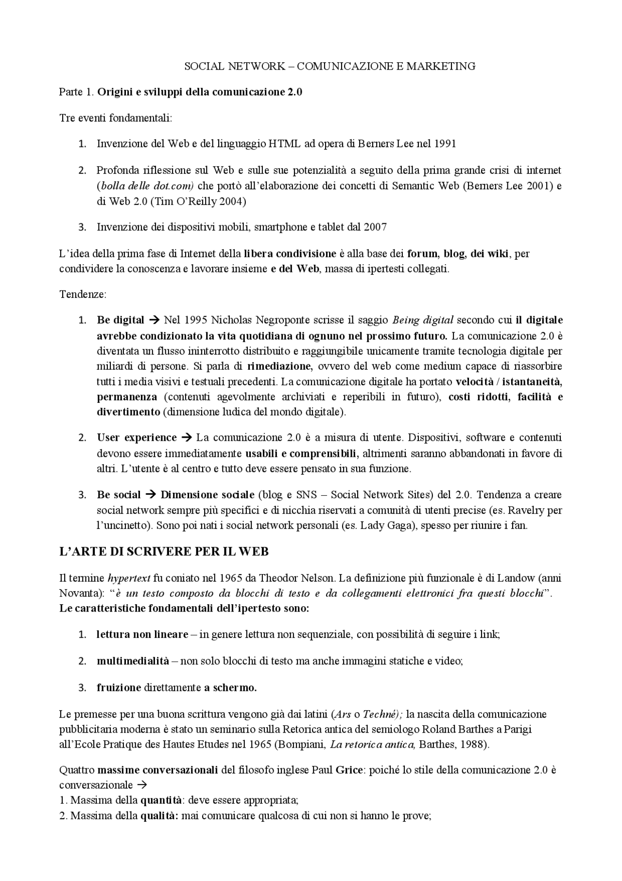 Social Network Francesco Tissoni Docsity