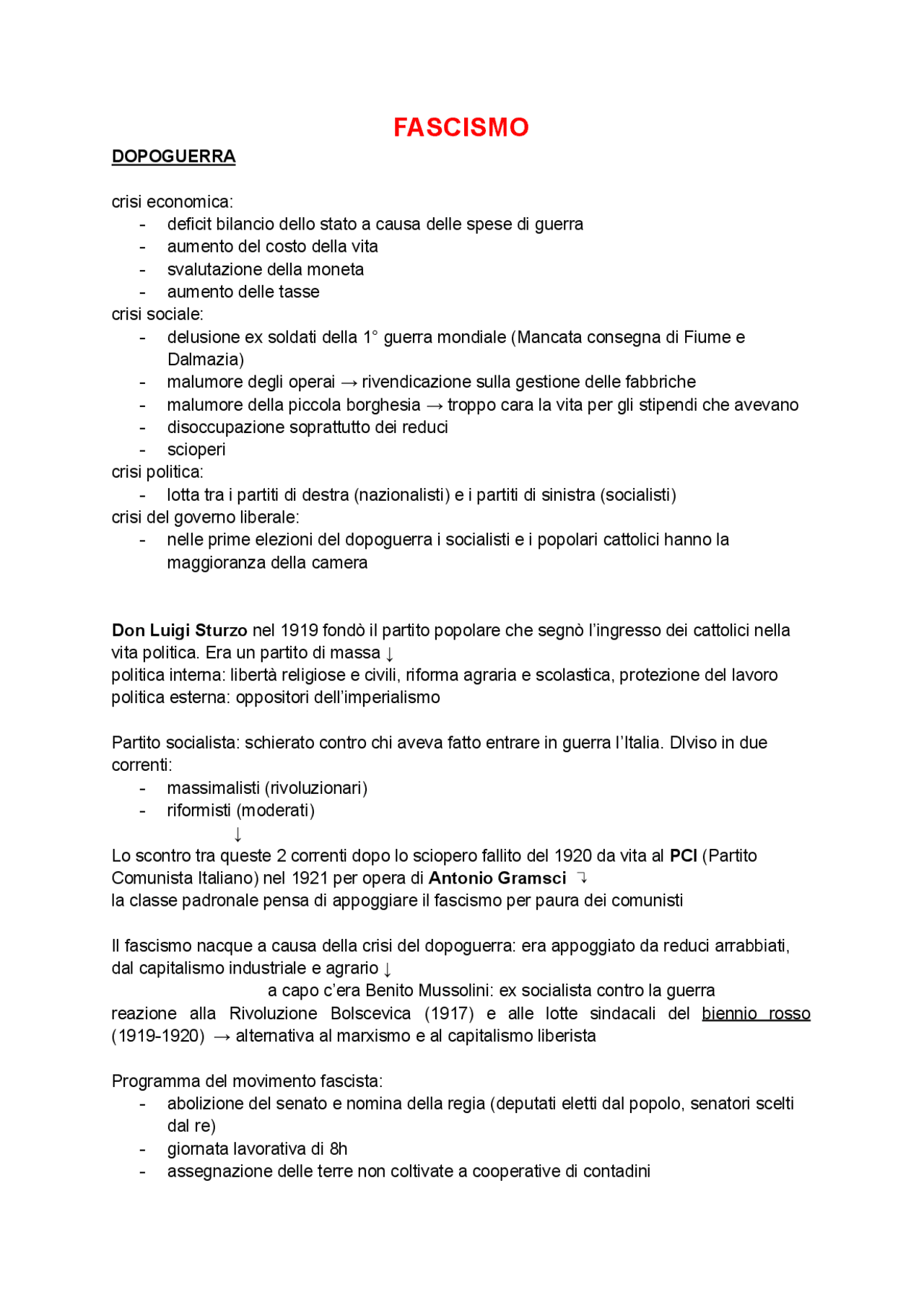 Il Fascismo Docsity
