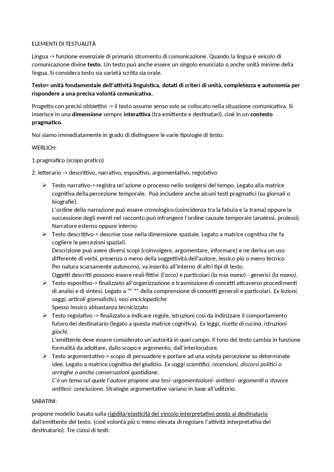 Elementi di testualità - Mario Piotti - Docsity