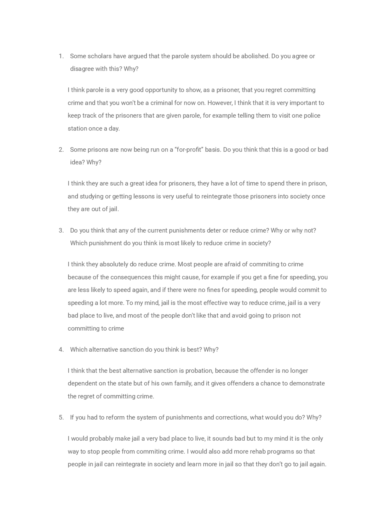 Dual diploma Criminology Unit 8 Critical thinking questions | Guías ...