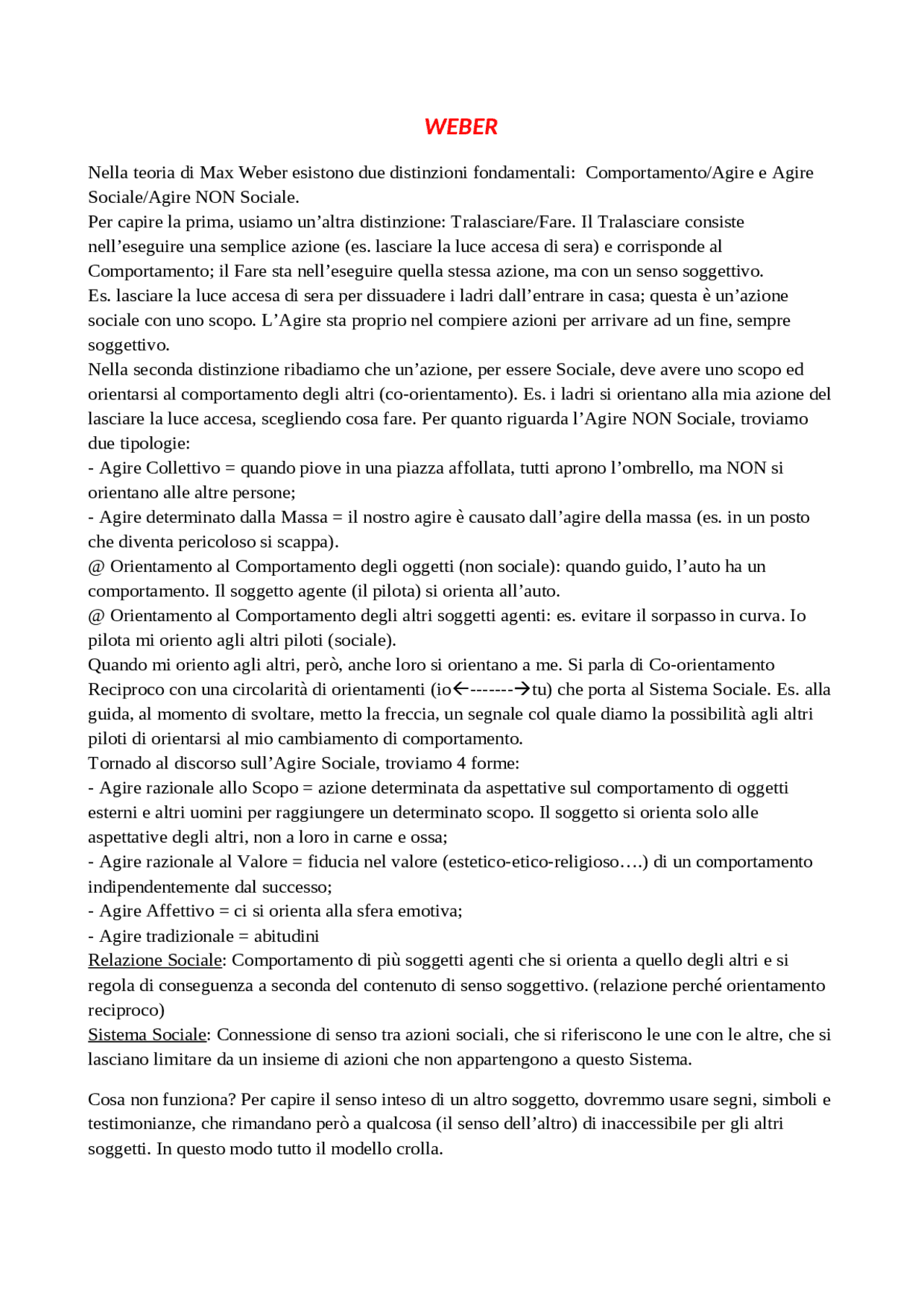 Teoria Di Max Weber Docsity