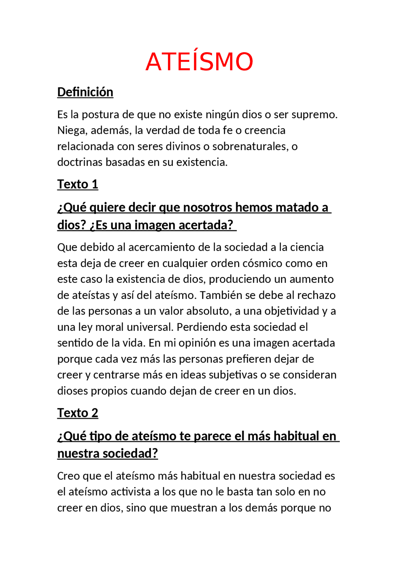 ATEISMO tema 3 religion - Docsity