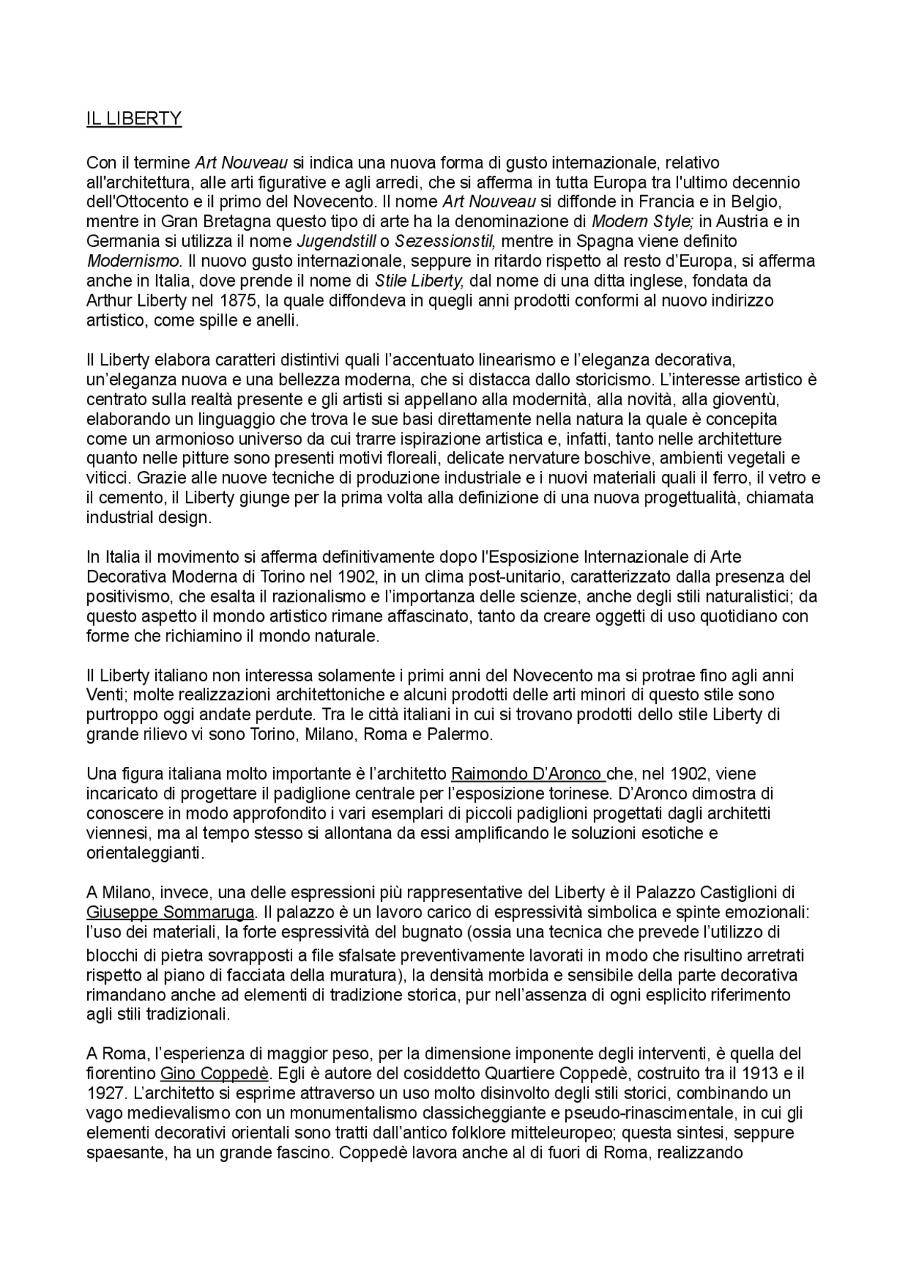 Il Liberty (in Italia) - Docsity