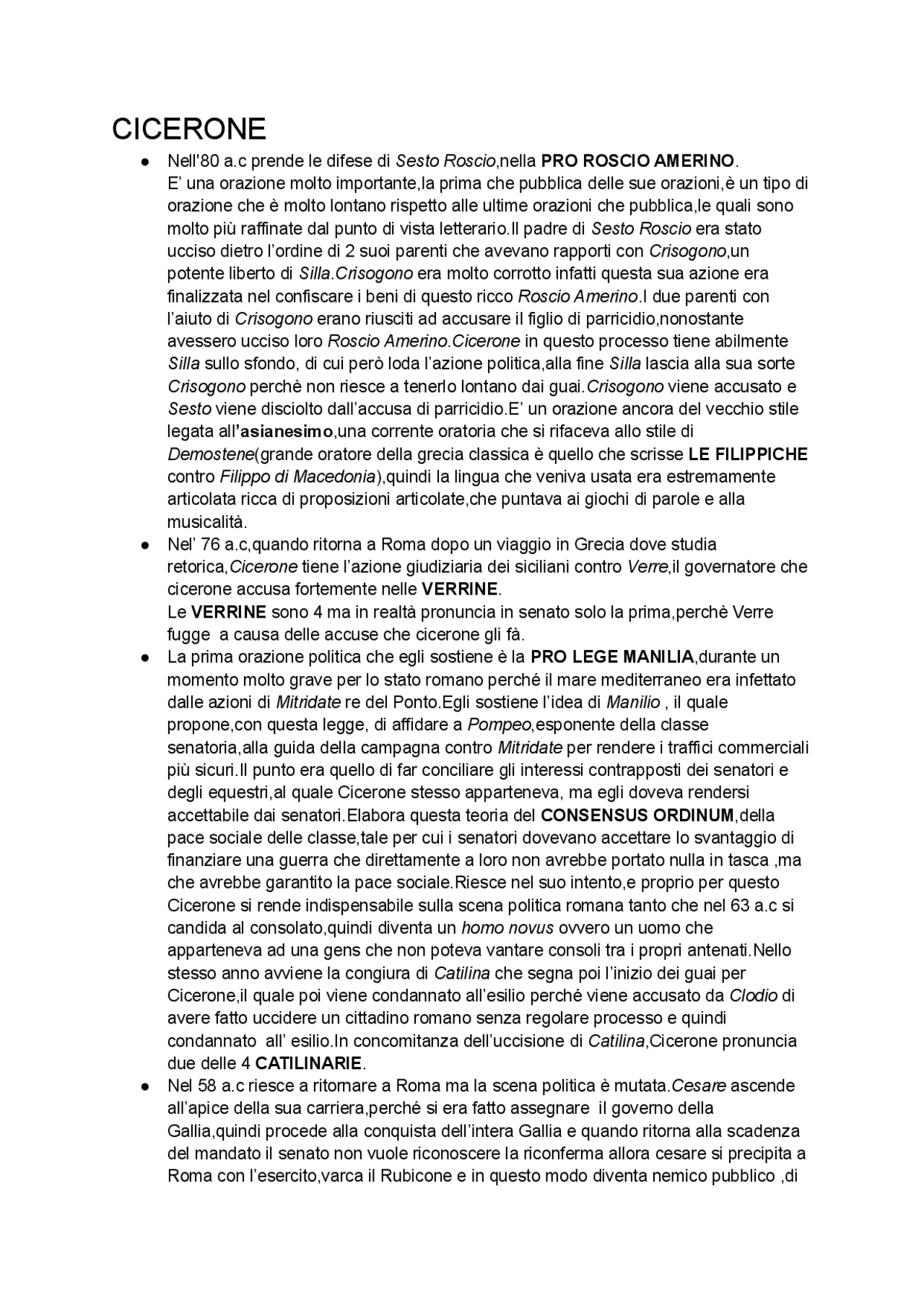 Cicerone Appunti Latino Docsity