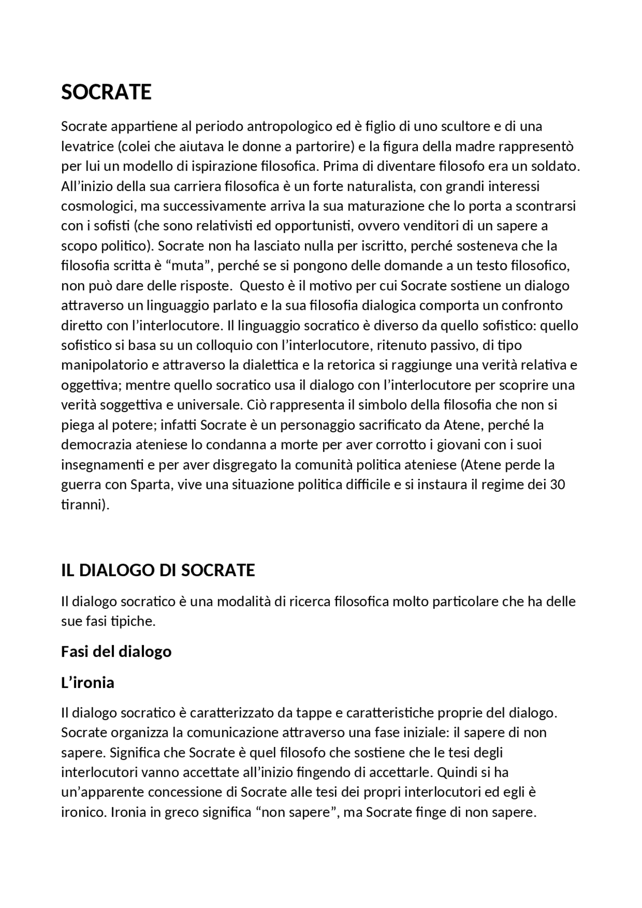 Socrate Vita E Opere Docsity