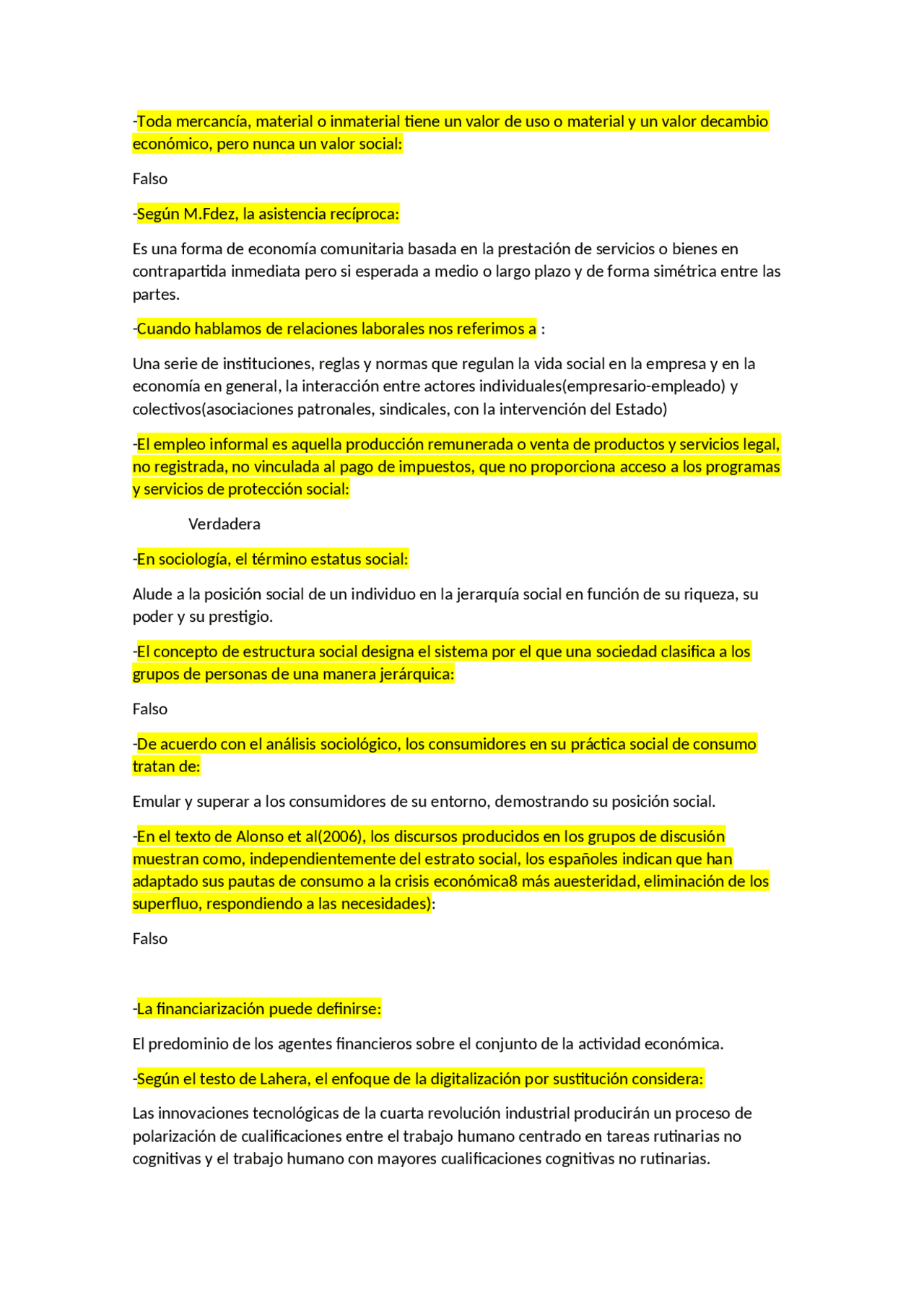 Examen Sociologia Primer Parcial Exámenes De Sociología Docsity