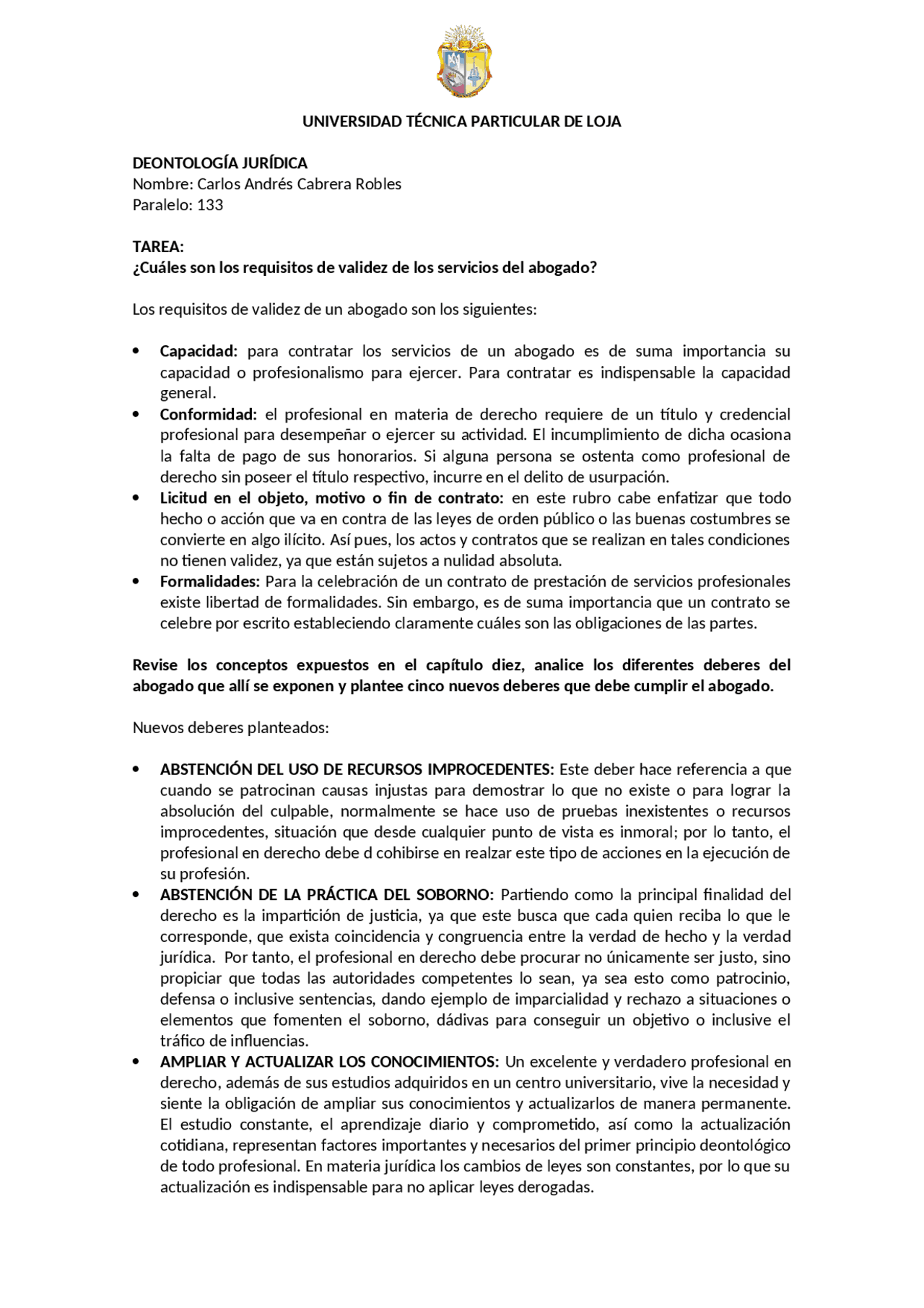 Deber DeontologÍa Juridica 2 Apuntes De Deontología Docsity