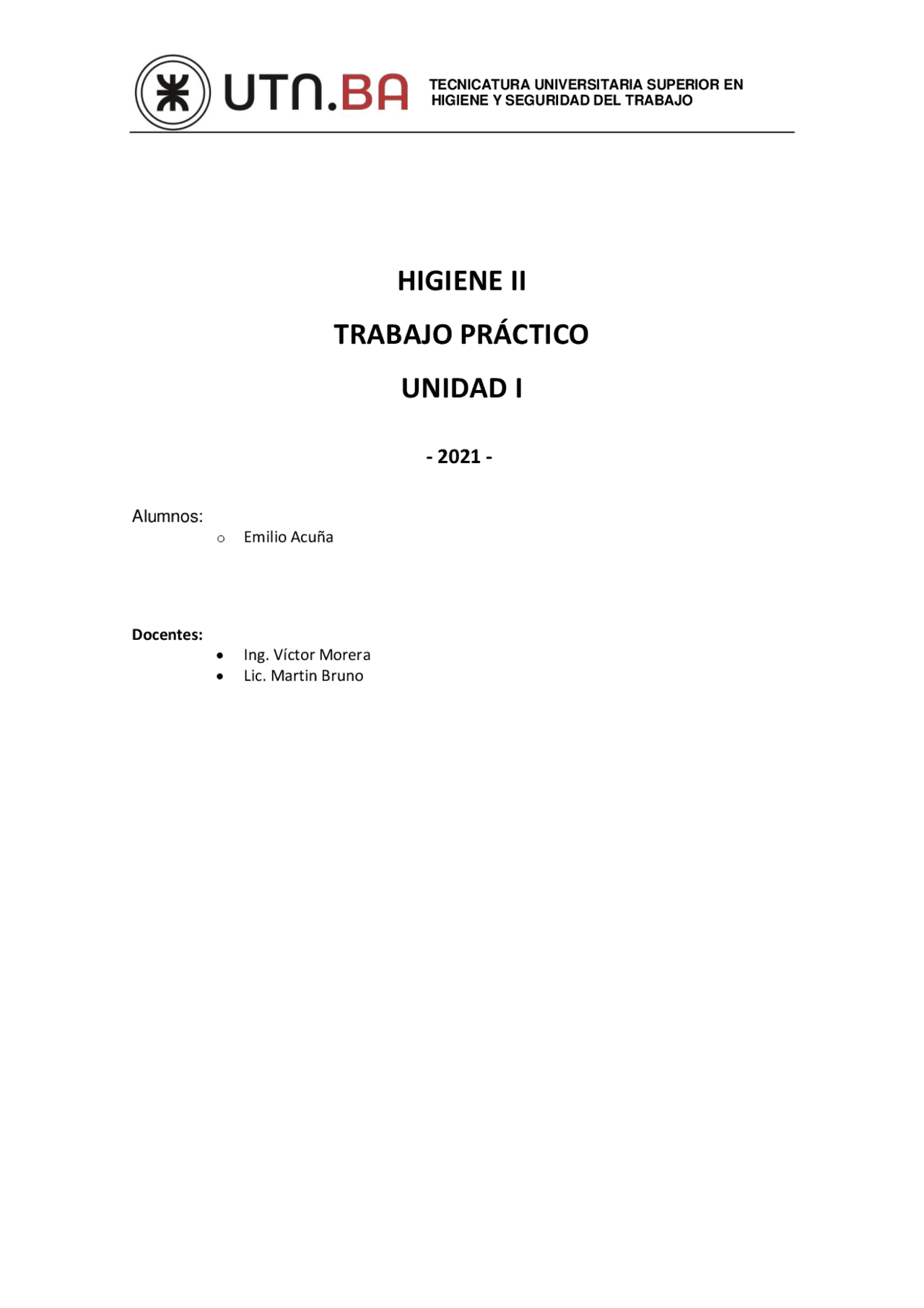 Higiene 2 unidad 1, tp utn fra - Docsity