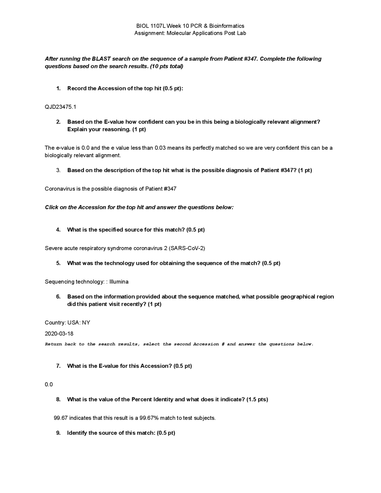 Bio1107l Assignment Help Docsity