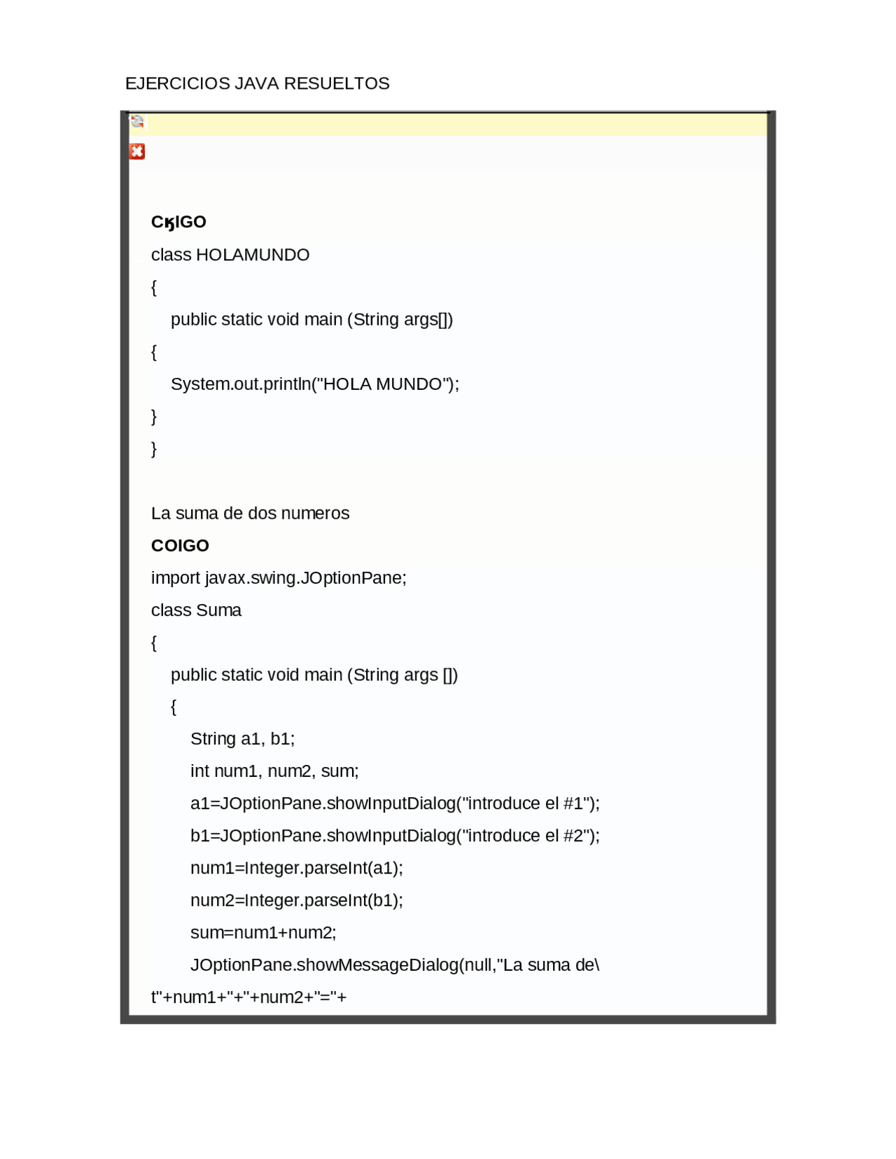 EJERCICIOS JAVA RESUELTOS - Docsity
