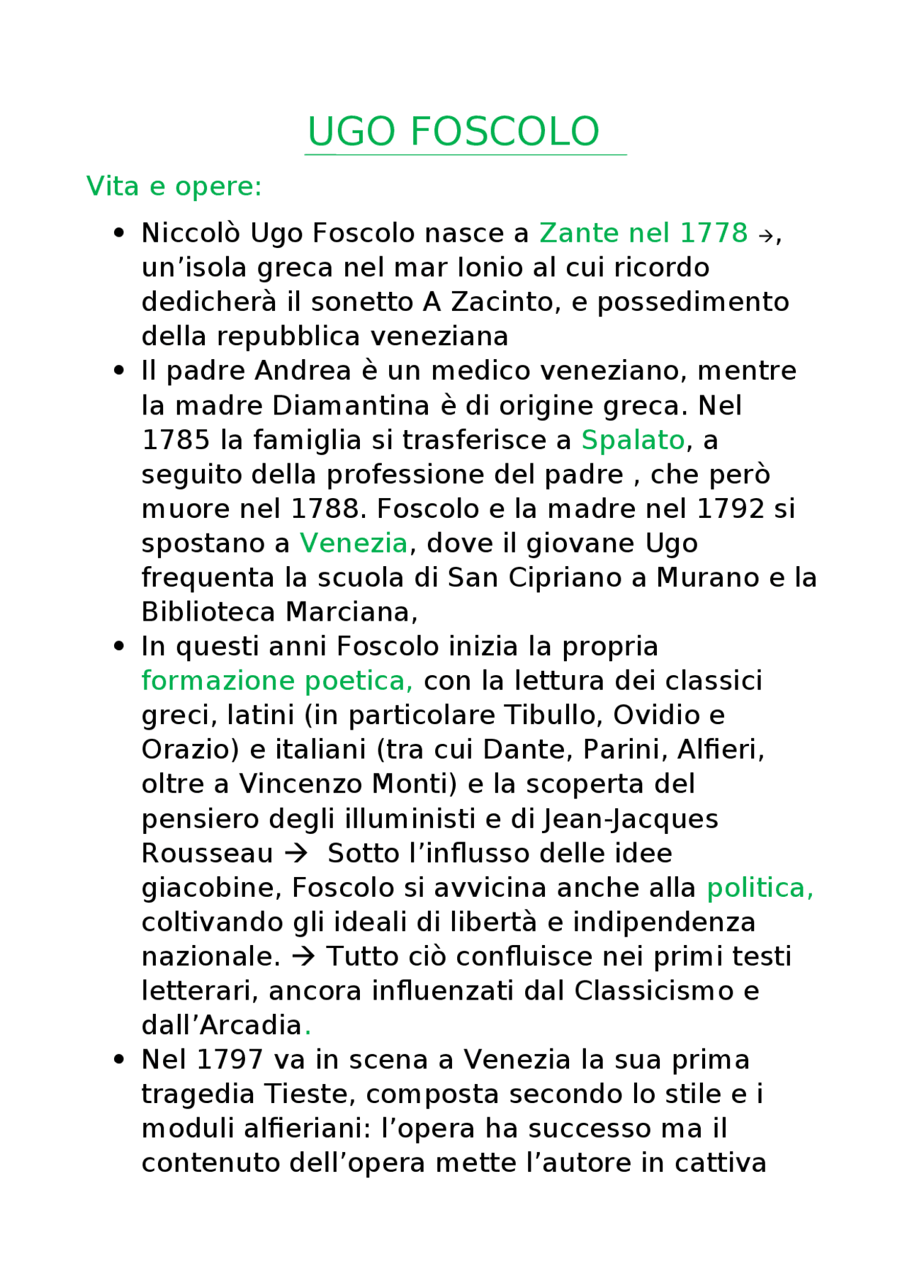 Appunti Italiano Per Maturità Docsity