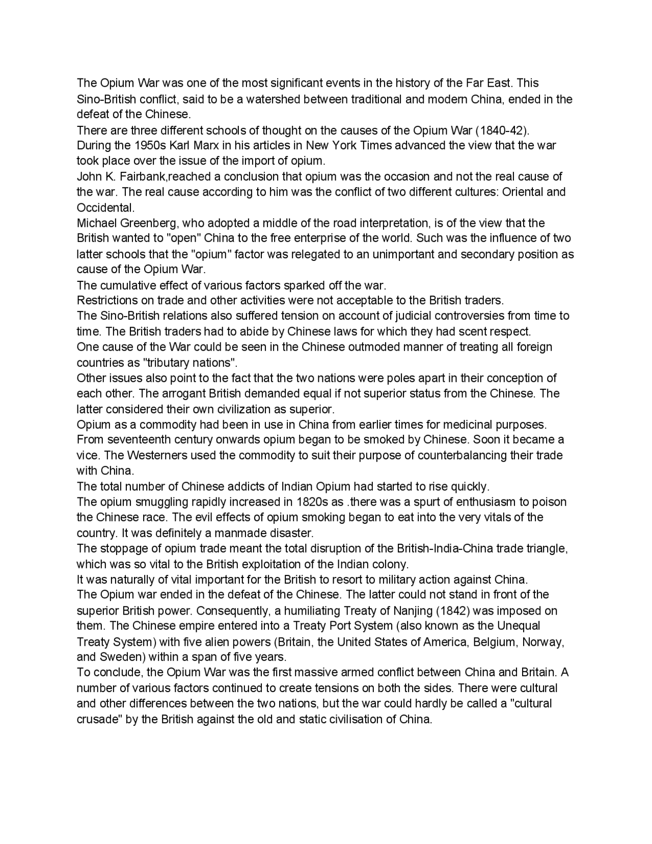 First Opium war of China between Qing dynasty and Great Britain - Docsity