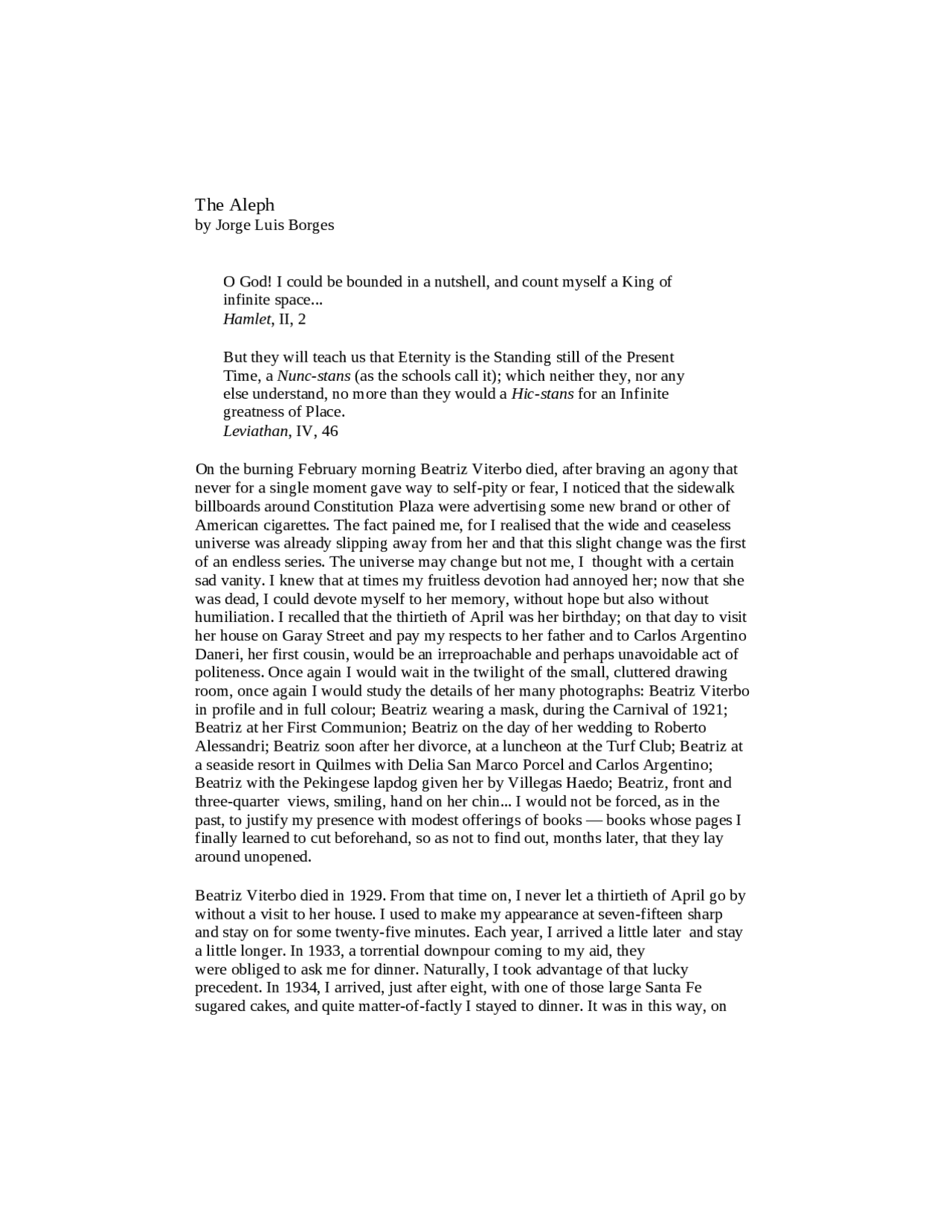 The Aleph by Jorge Luis Borges - Docsity