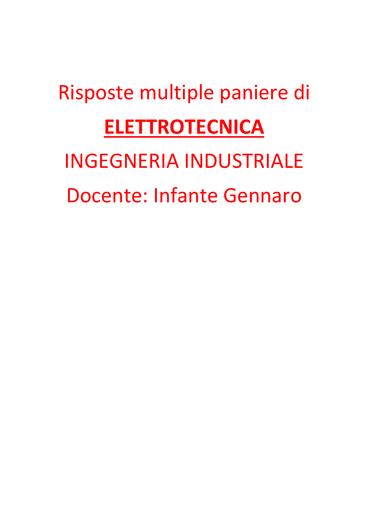 Risposte Multiple Paniere Di Elettrotecnica Ecampus Ingegneria