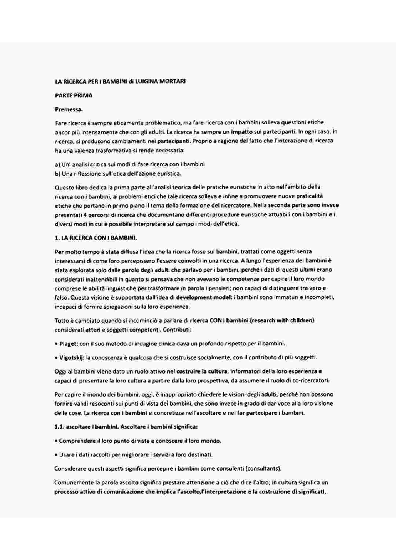 La Ricerca Per I Bambini Docsity