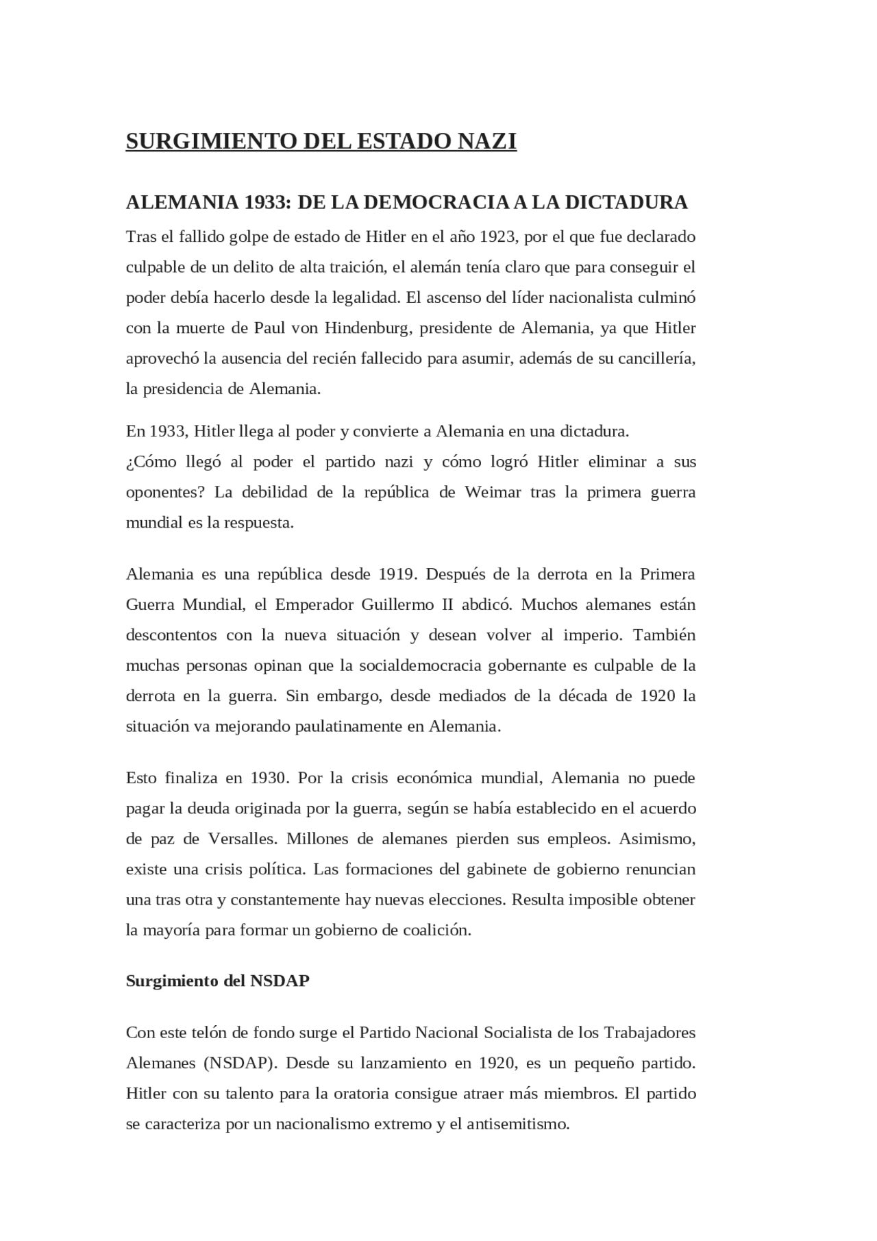 ENSAYO SOBRE EL ESTADO NAZI | Monografías, Ensayos de Historia | Docsity