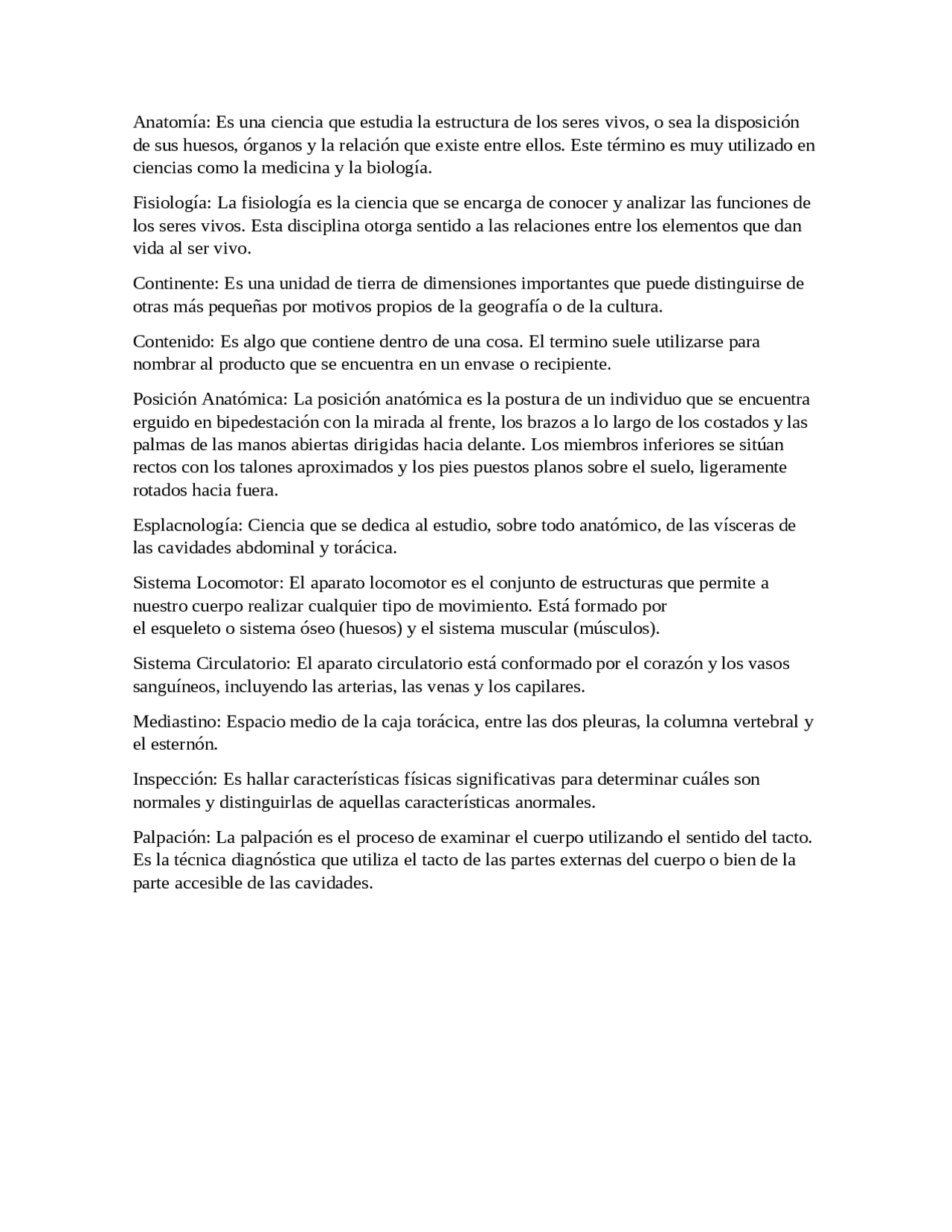 Anatomia Glosario Anatomo1 Docsity