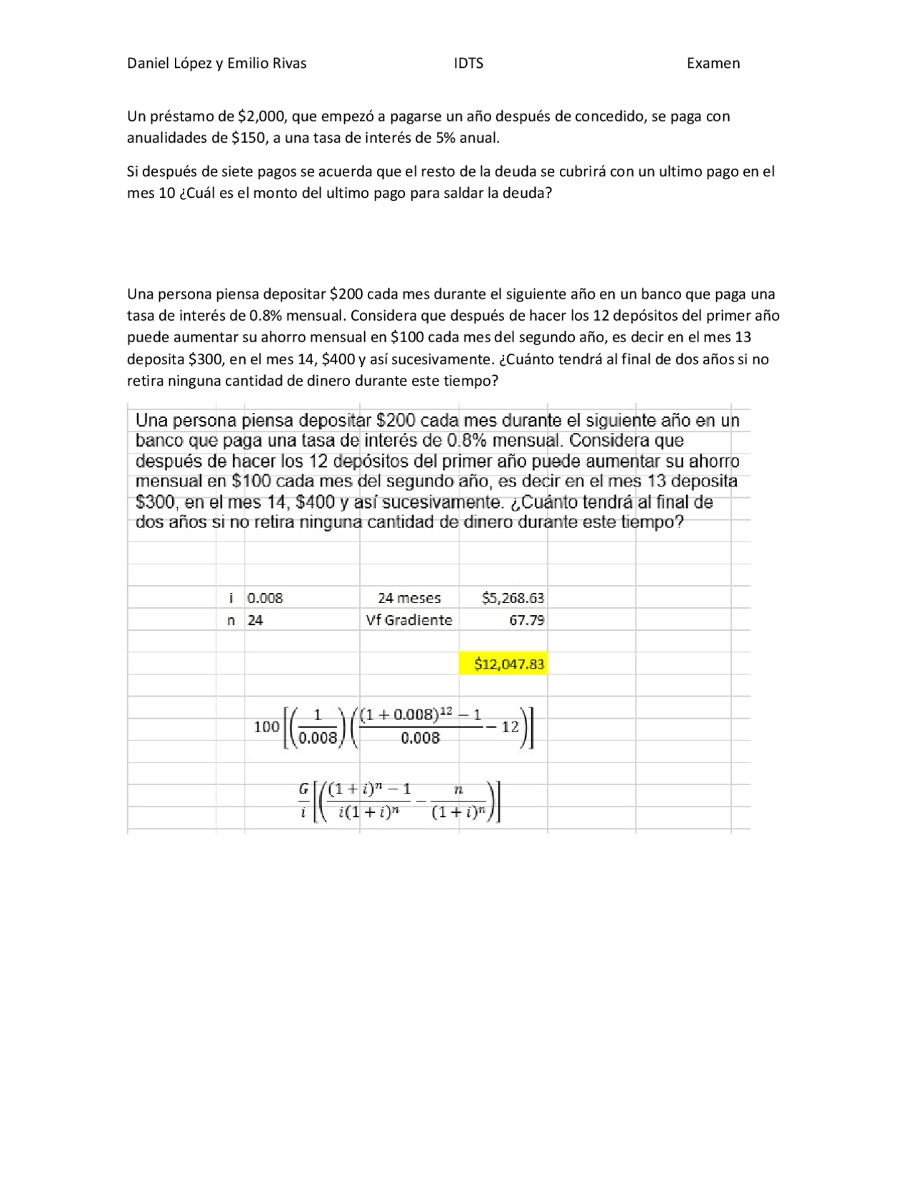 Exámen De Ingeniería Económica Exámenes De Economía Docsity