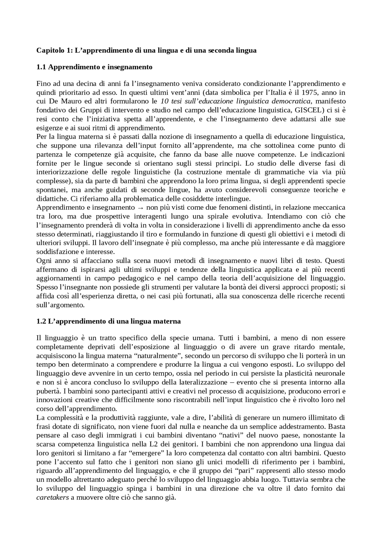 Manuale Di Glottodidattica Docsity