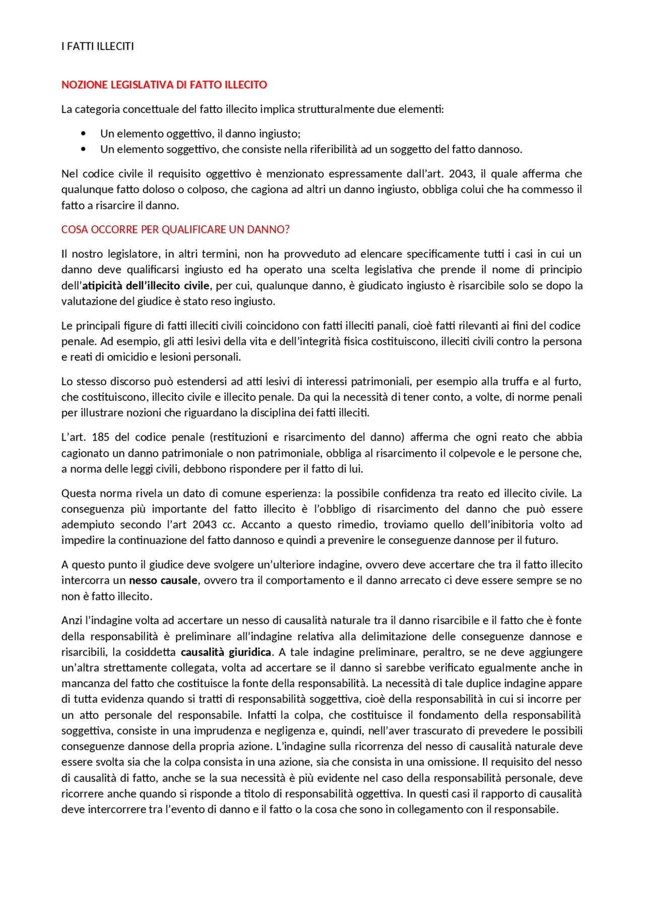 Fatti Illeciti Civili Docsity