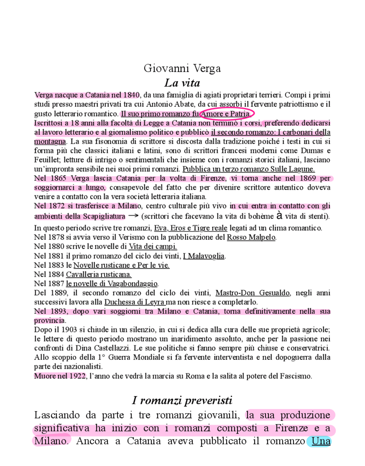 Riassunti Dellautore Giovanni Verga Docsity