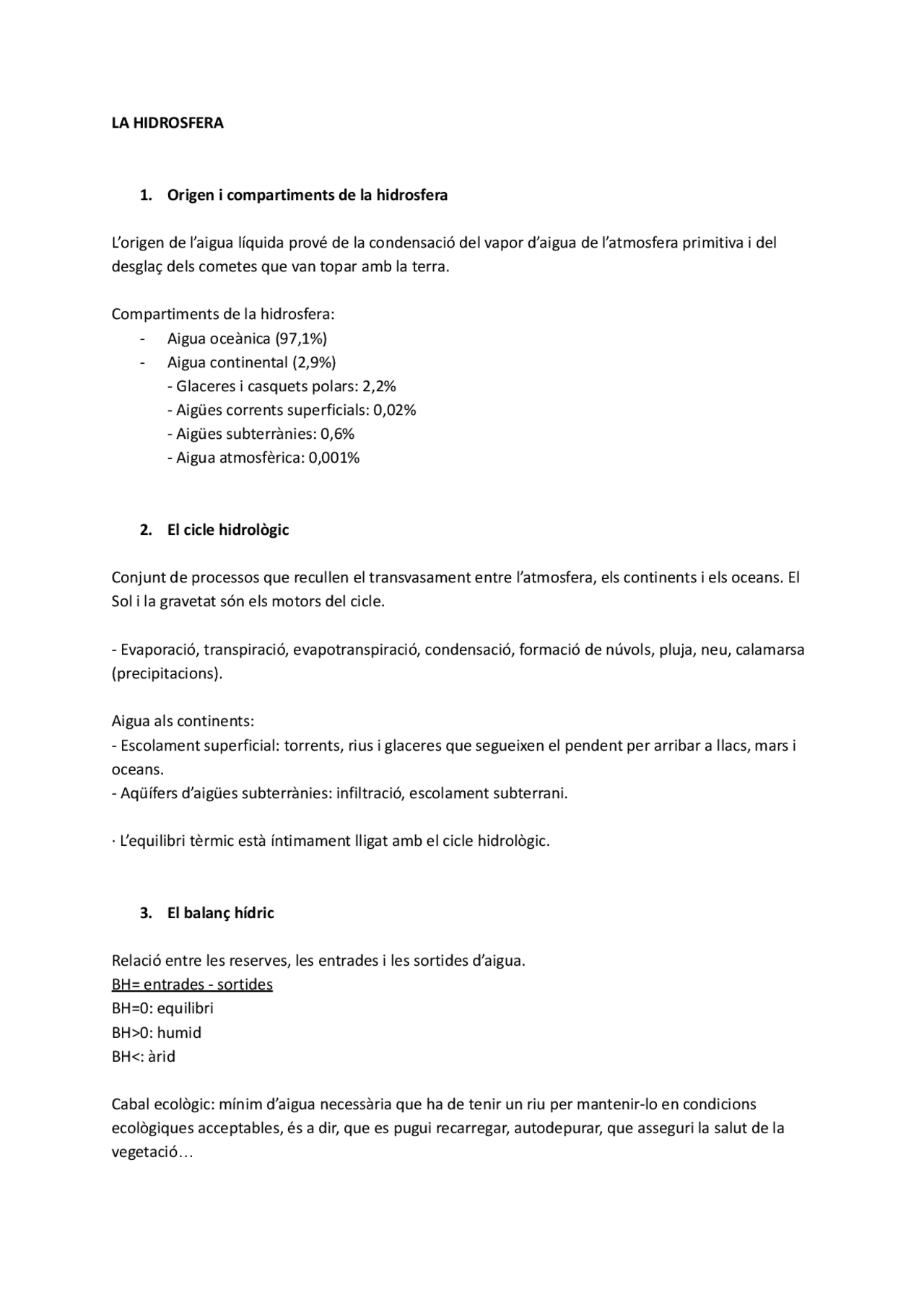 Hidrosfera Ctma 2batx Docsity