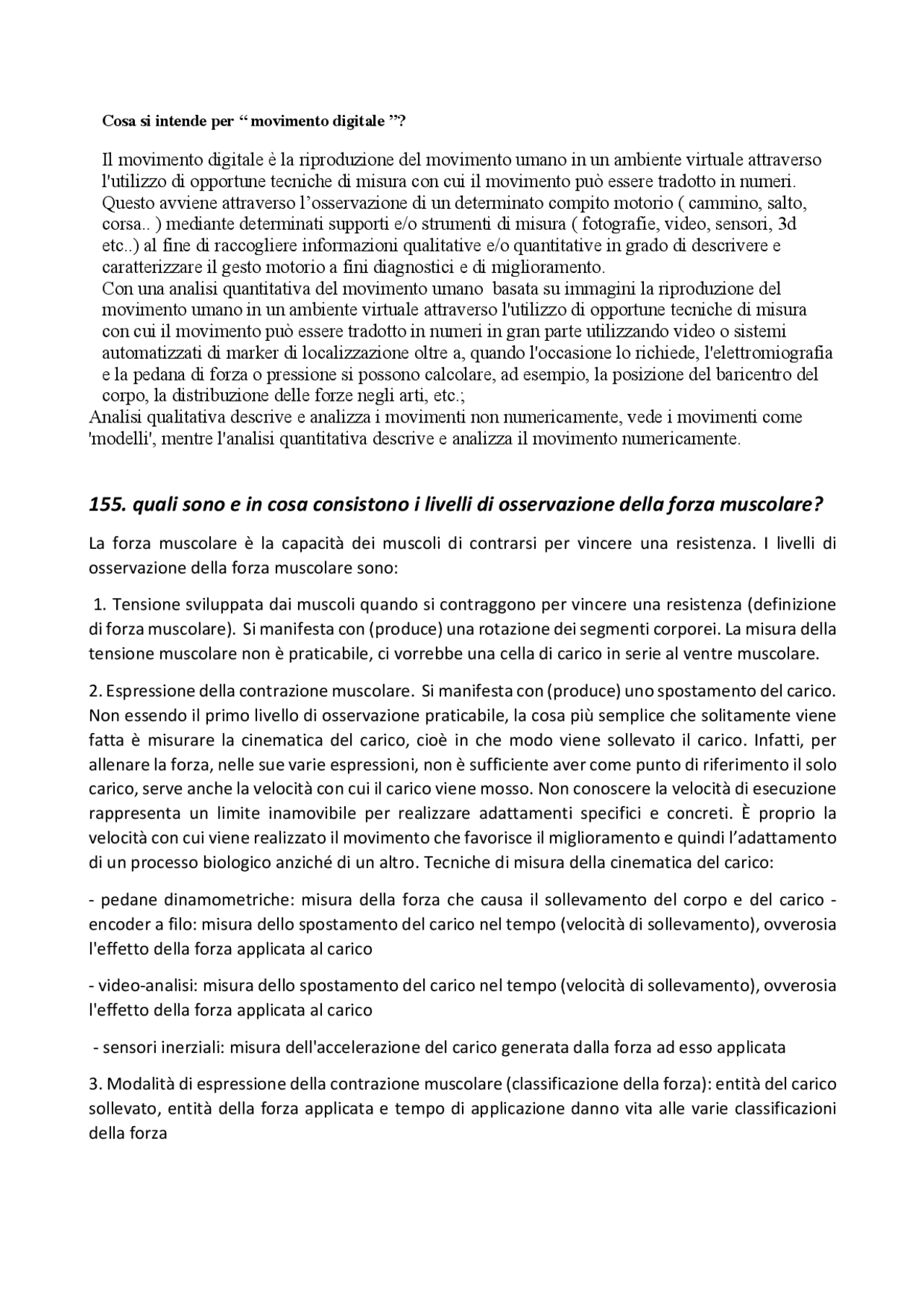 Biomeccania Completo Con Domande Chiuse E Aperte In Ordine