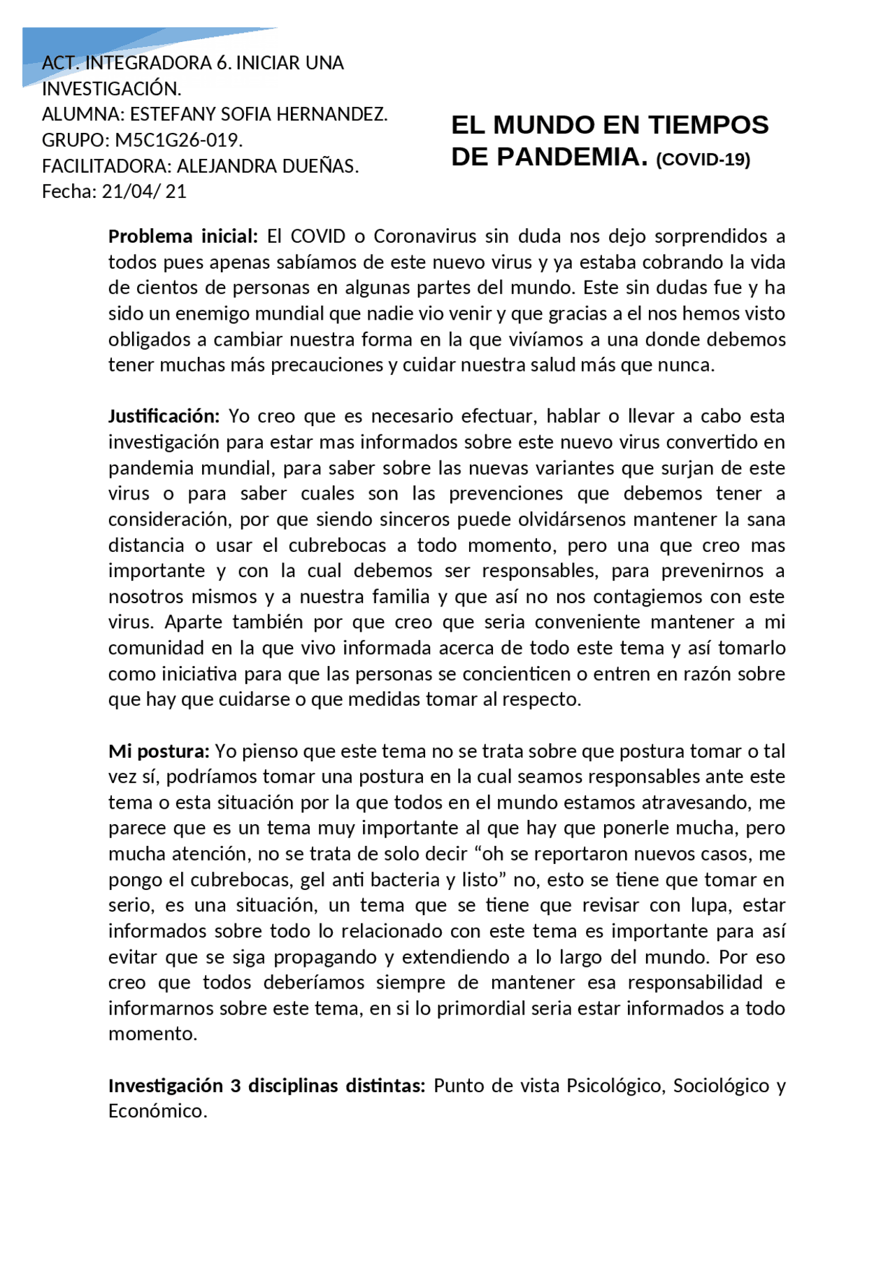 Actividad integradora 6 modulo 5 - Docsity