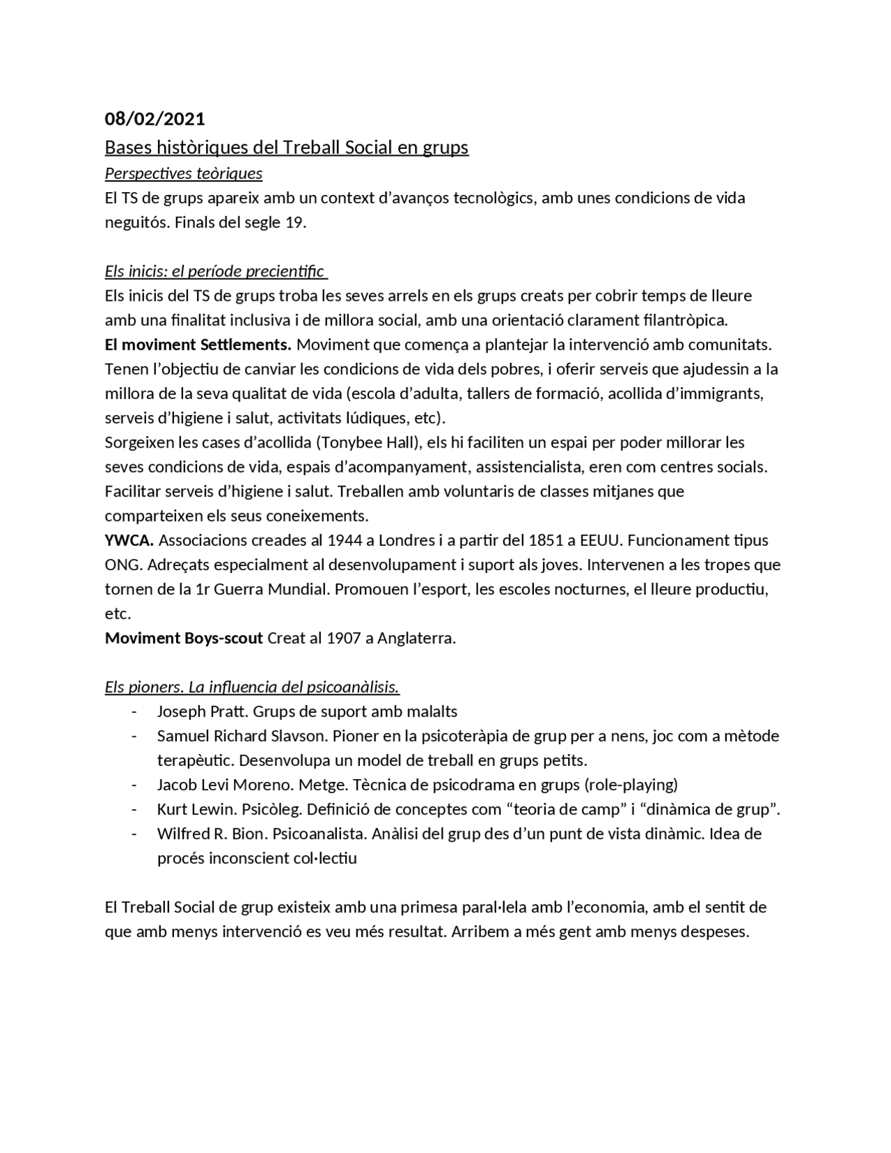 Apunts De Lassignatura Treball Social Amb Grups I Comunitats Docsity