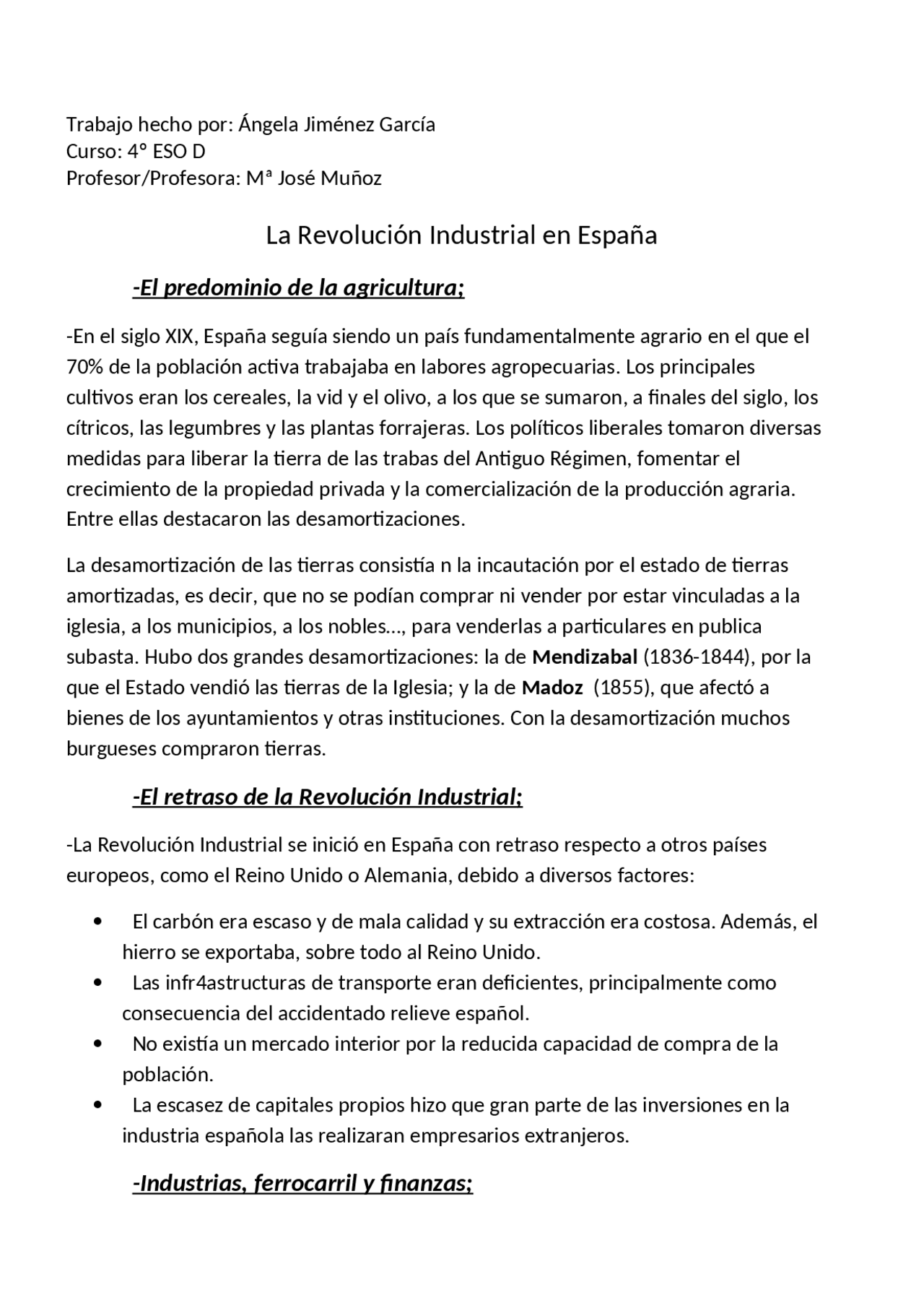 La revolución industrial española - Docsity