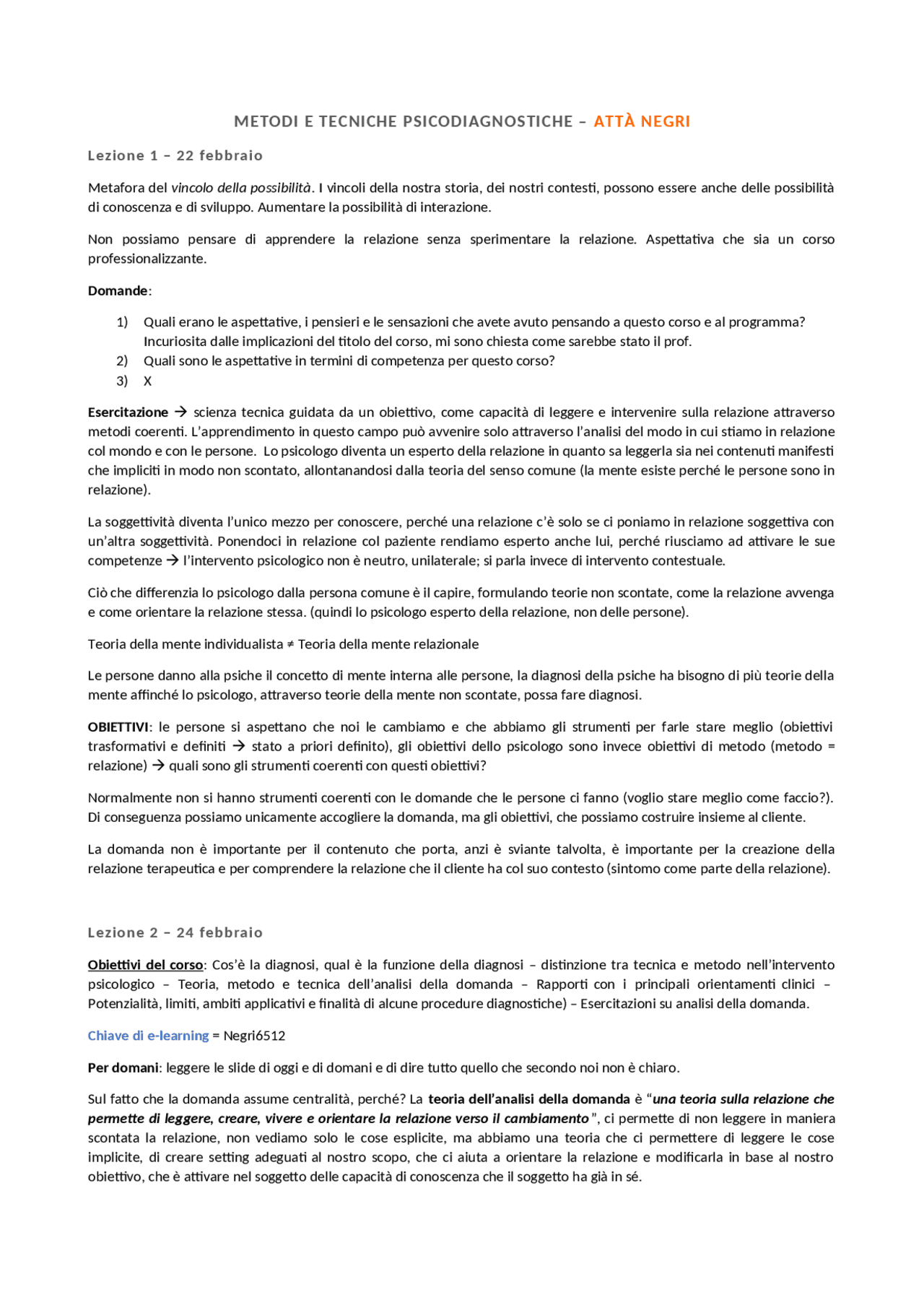 Appunti Metodi E Tecniche Psicodiagnostiche Docsity