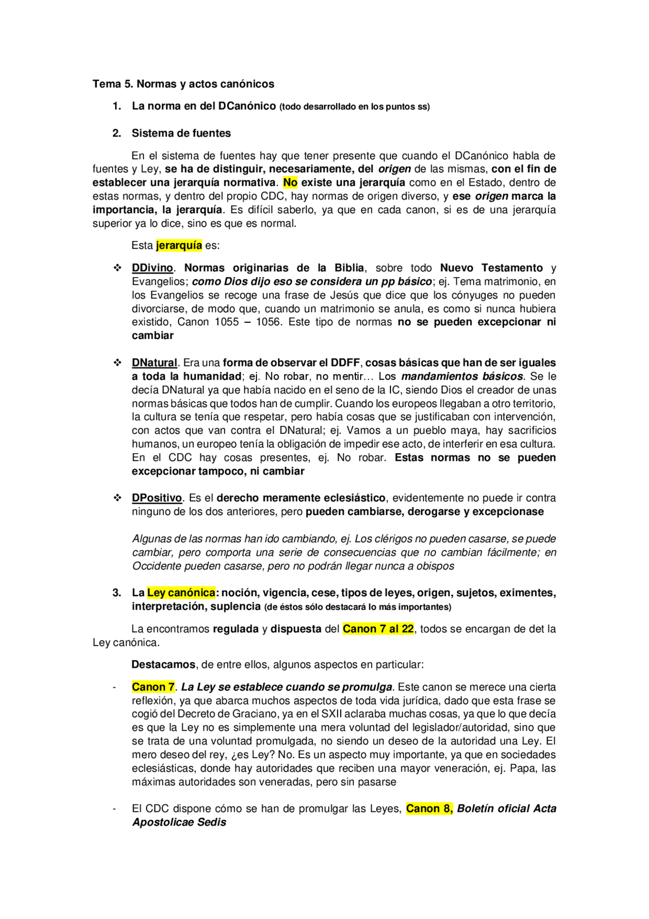 Derecho Can贸nico Tema 5 Docsity