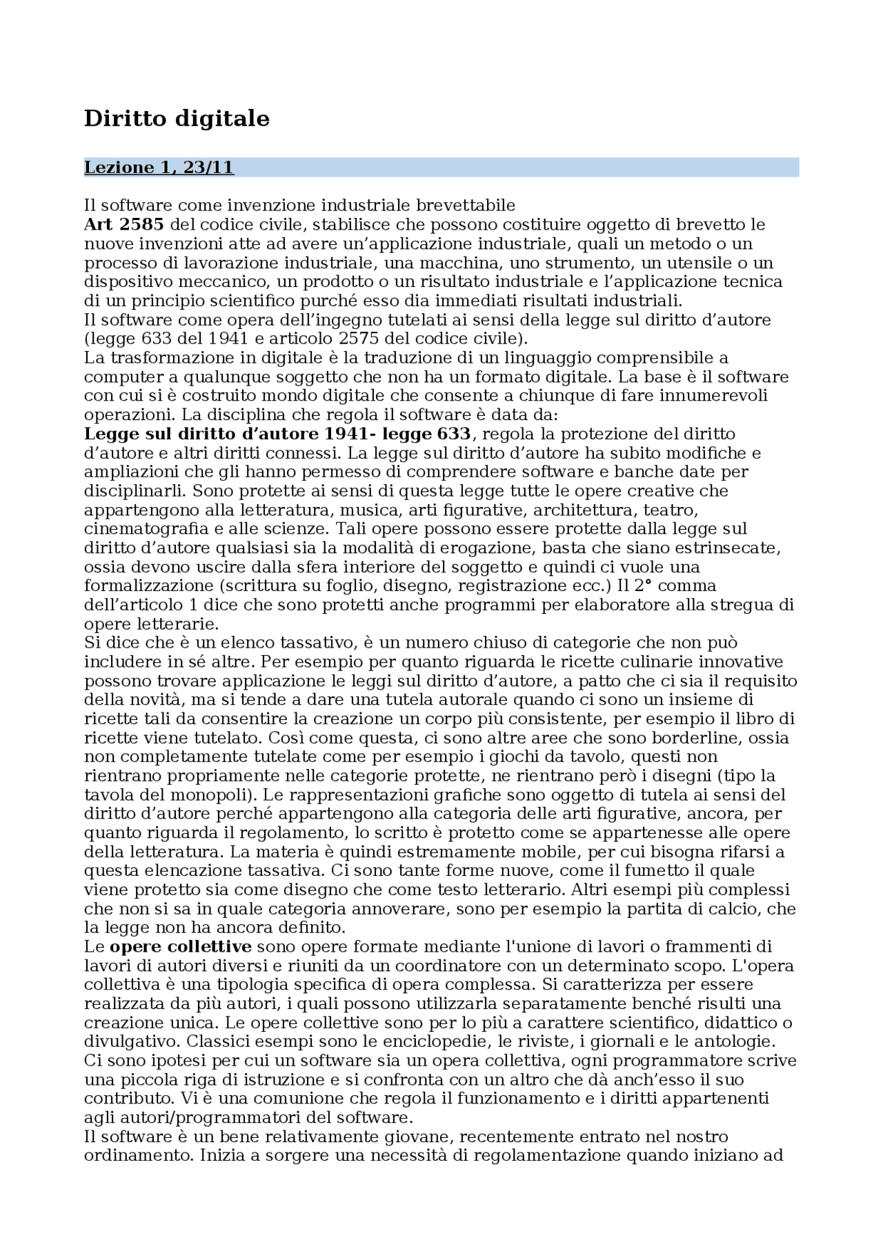 Appunti Completi Di Diritto Digitale Docsity