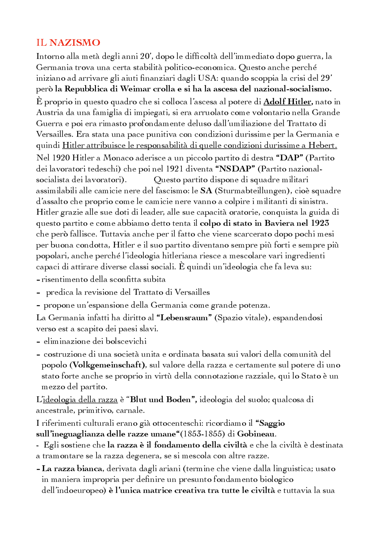Nazismo E Dittatura Di Hitler Docsity