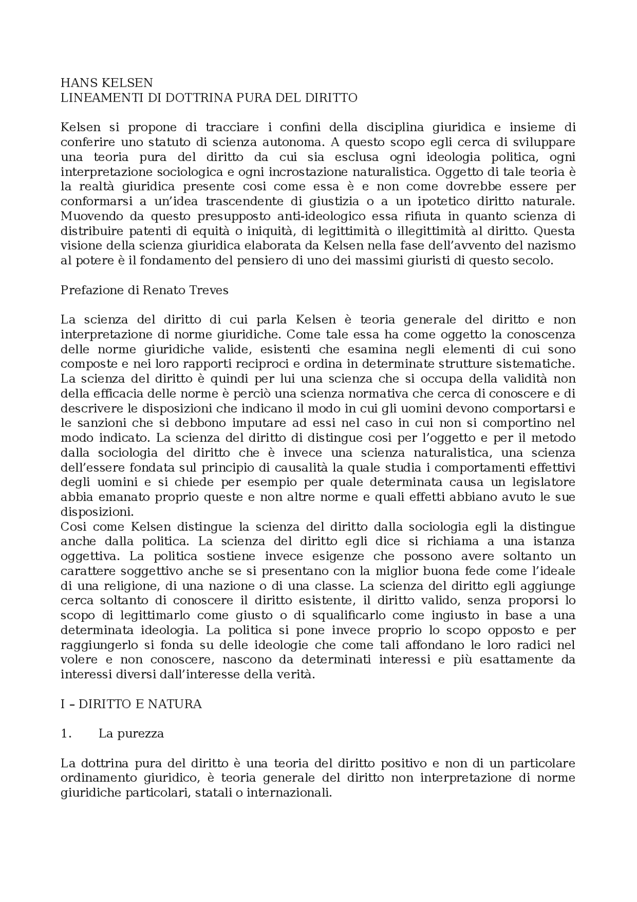 Hans Kelsen Lineamenti Di Dottrina Pura Del Diritto Docsity