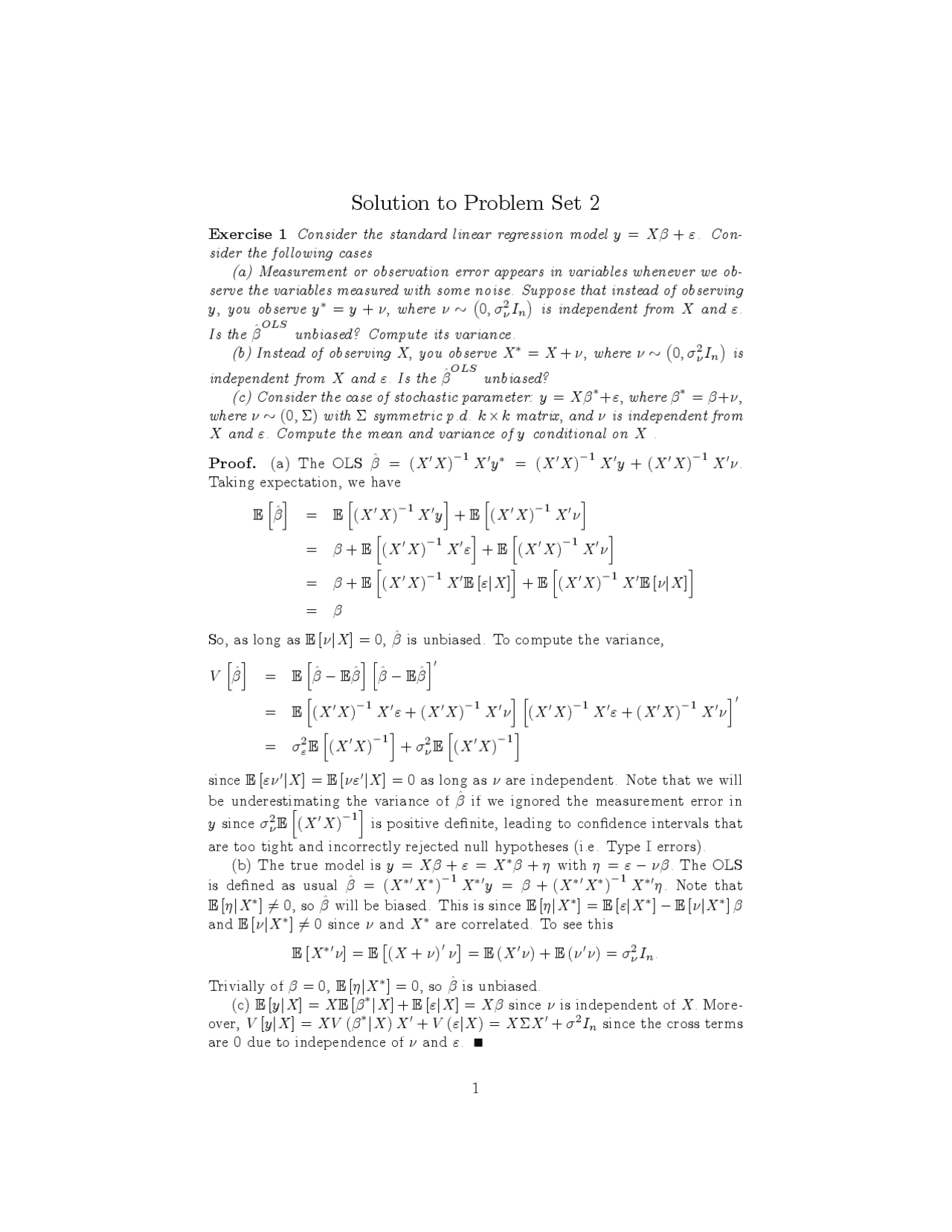 Problem set 2 econometria - Docsity
