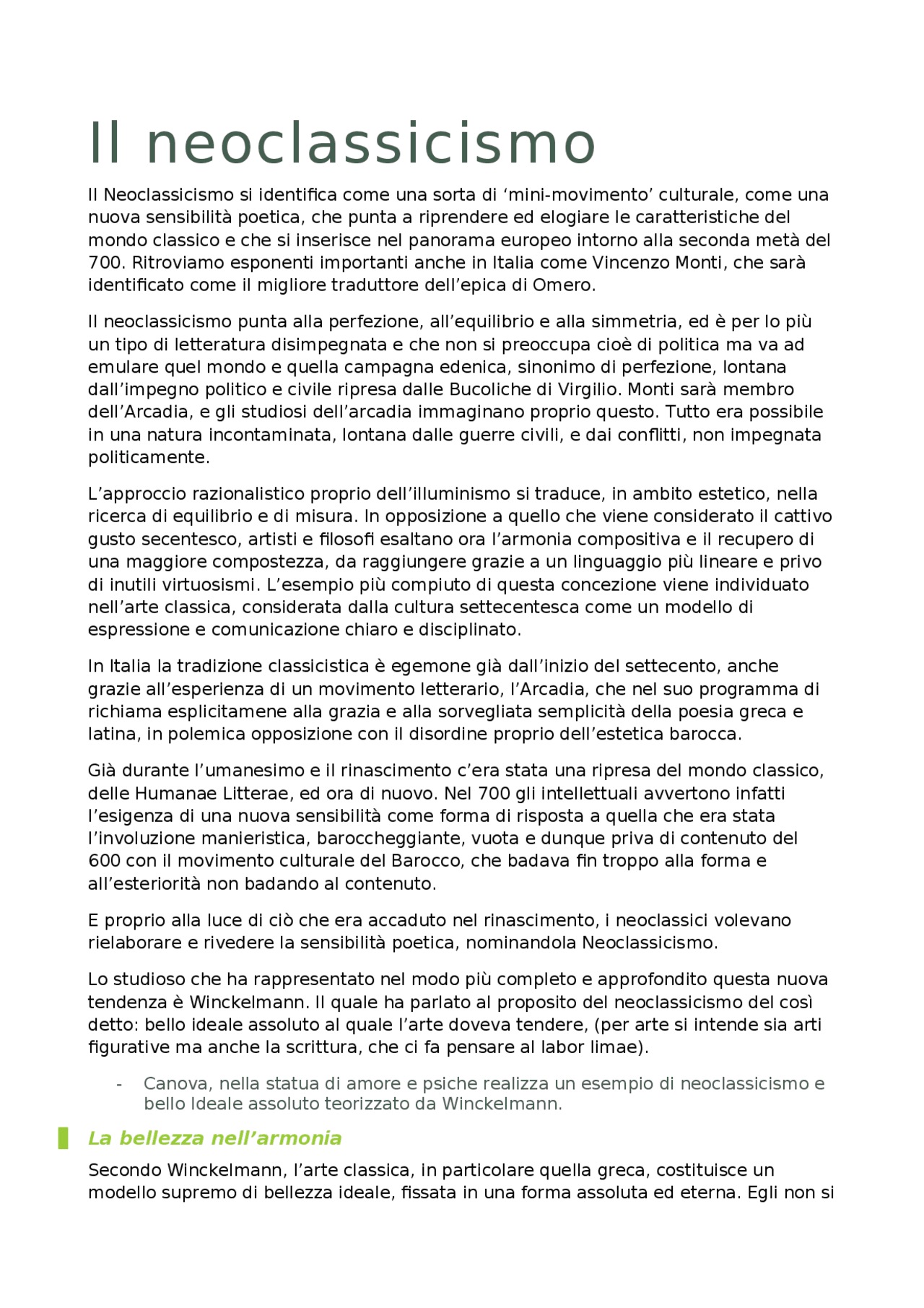 Neoclassicismo Dispensa Docsity