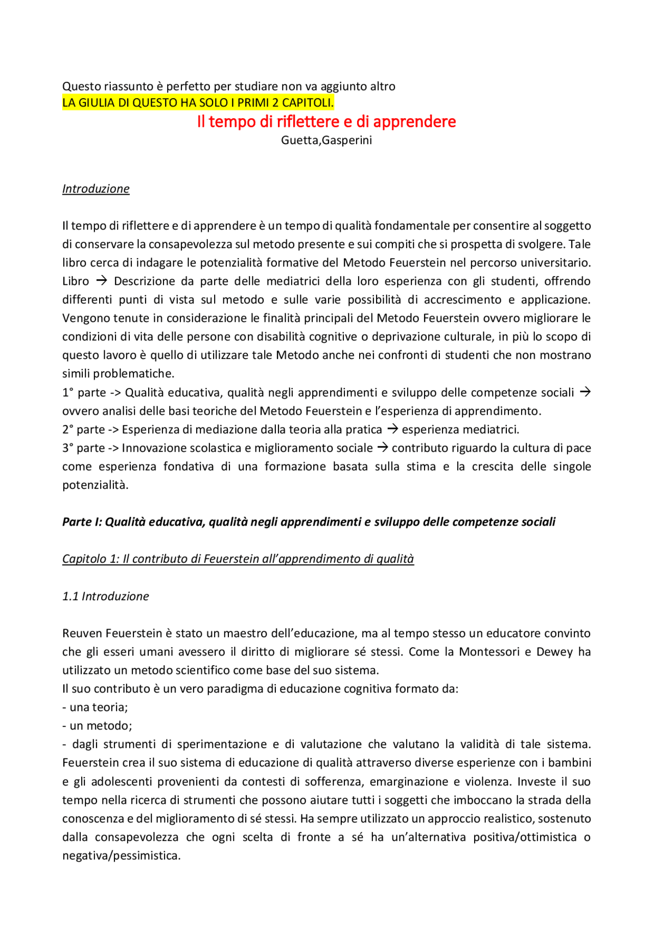 Il Tempo Di Riflettere E Apprendere Docsity