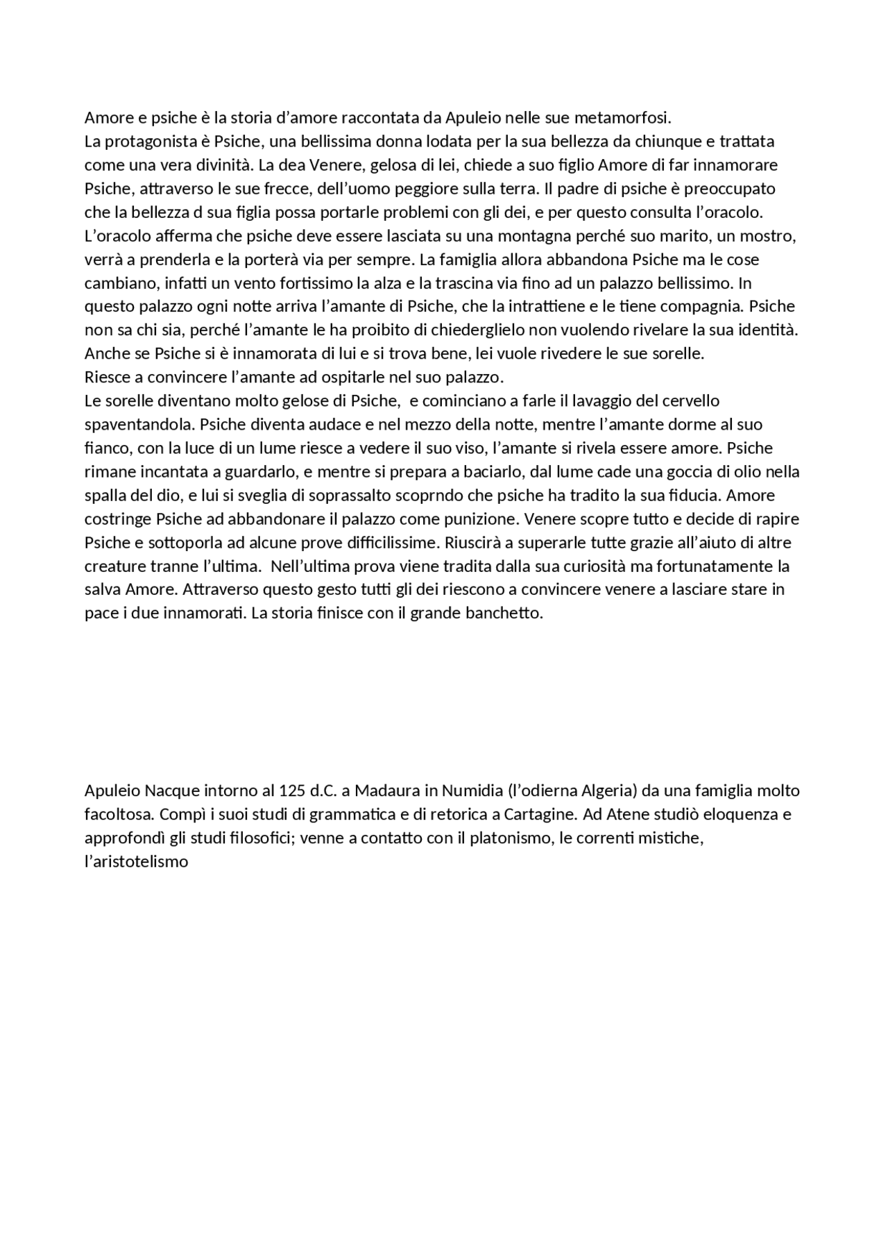 Amore E Psiche Riassunto Docsity
