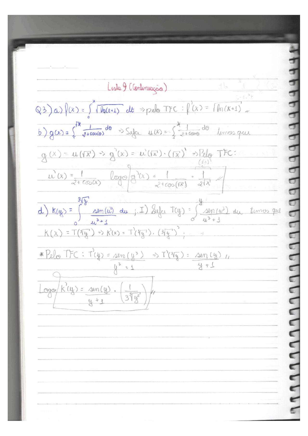 Material De Lista De Exercícios Resolvidos De Integrais Calculo 1
