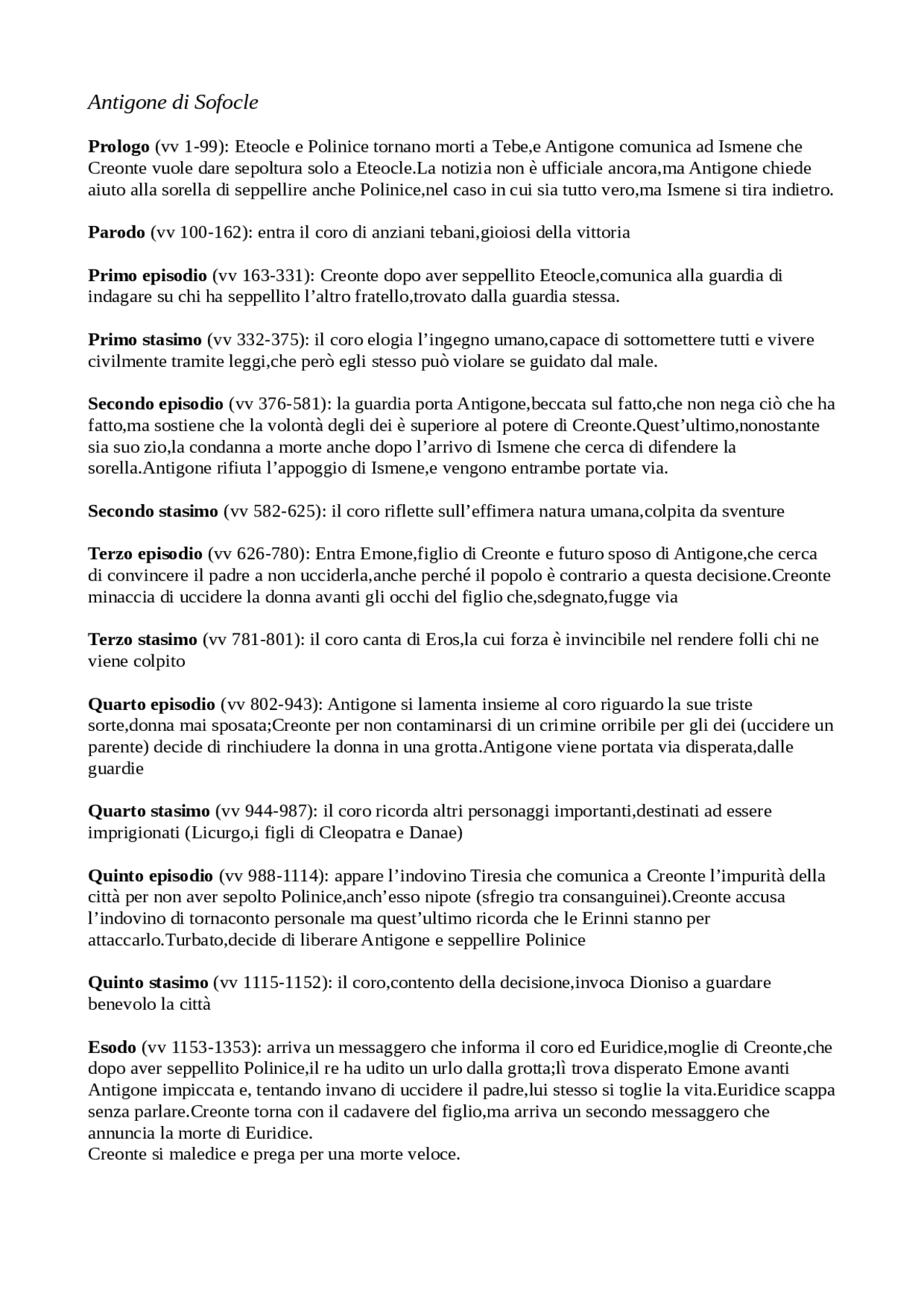 Schema Sintesi Antigone Docsity