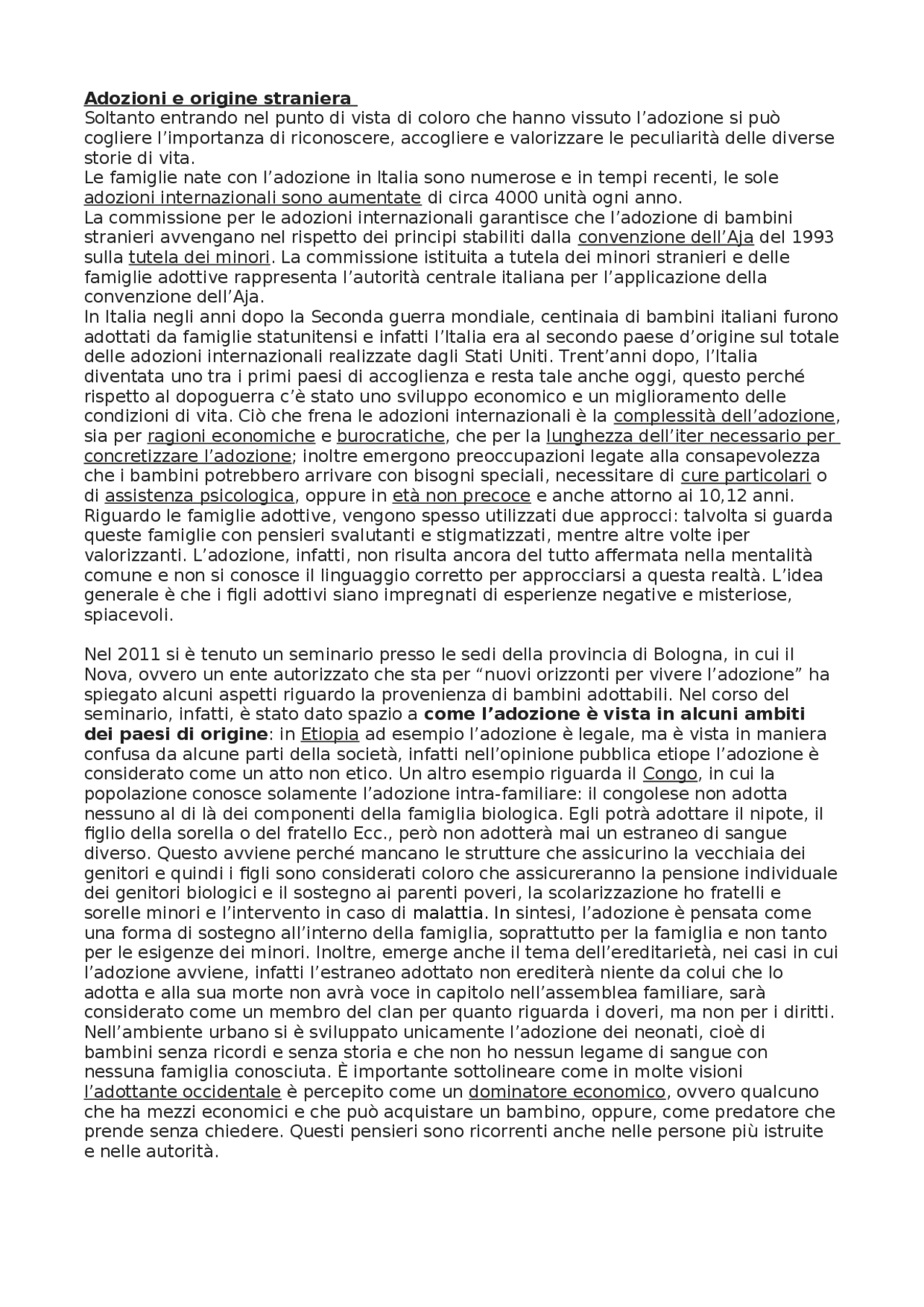 Adozione E Origini Straniere Sbobine E Riassunto Docsity