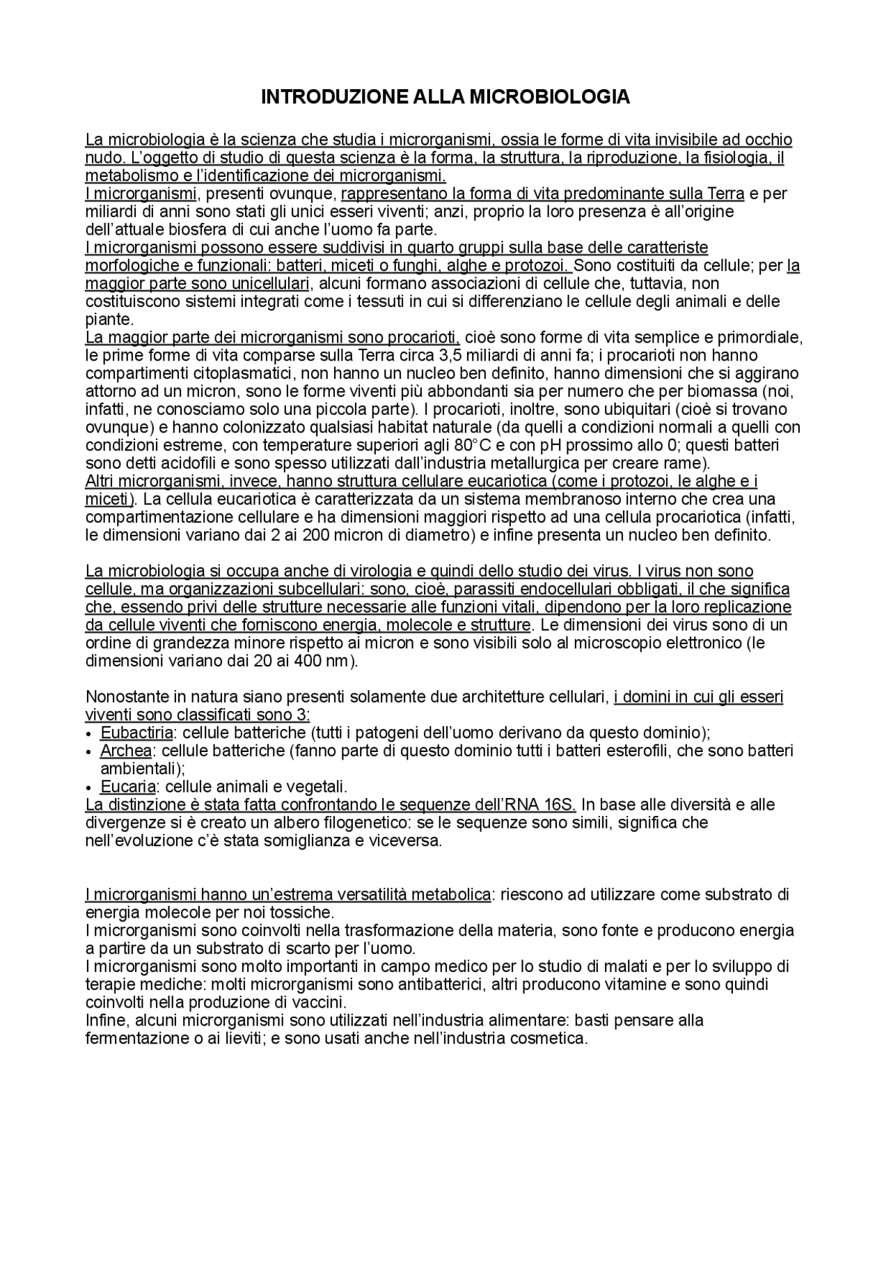 Introduzione Alla Microbiologia Docsity