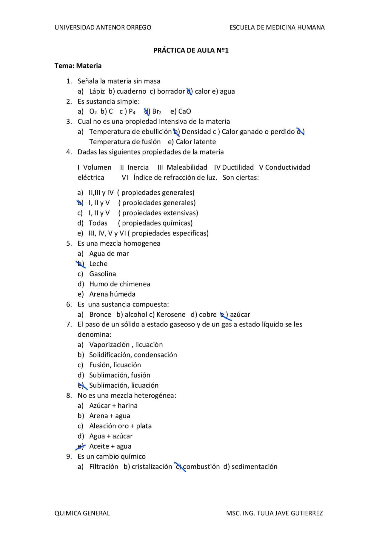 Práctica DE QUIMICA GENERAL | Exámenes de Química | Docsity