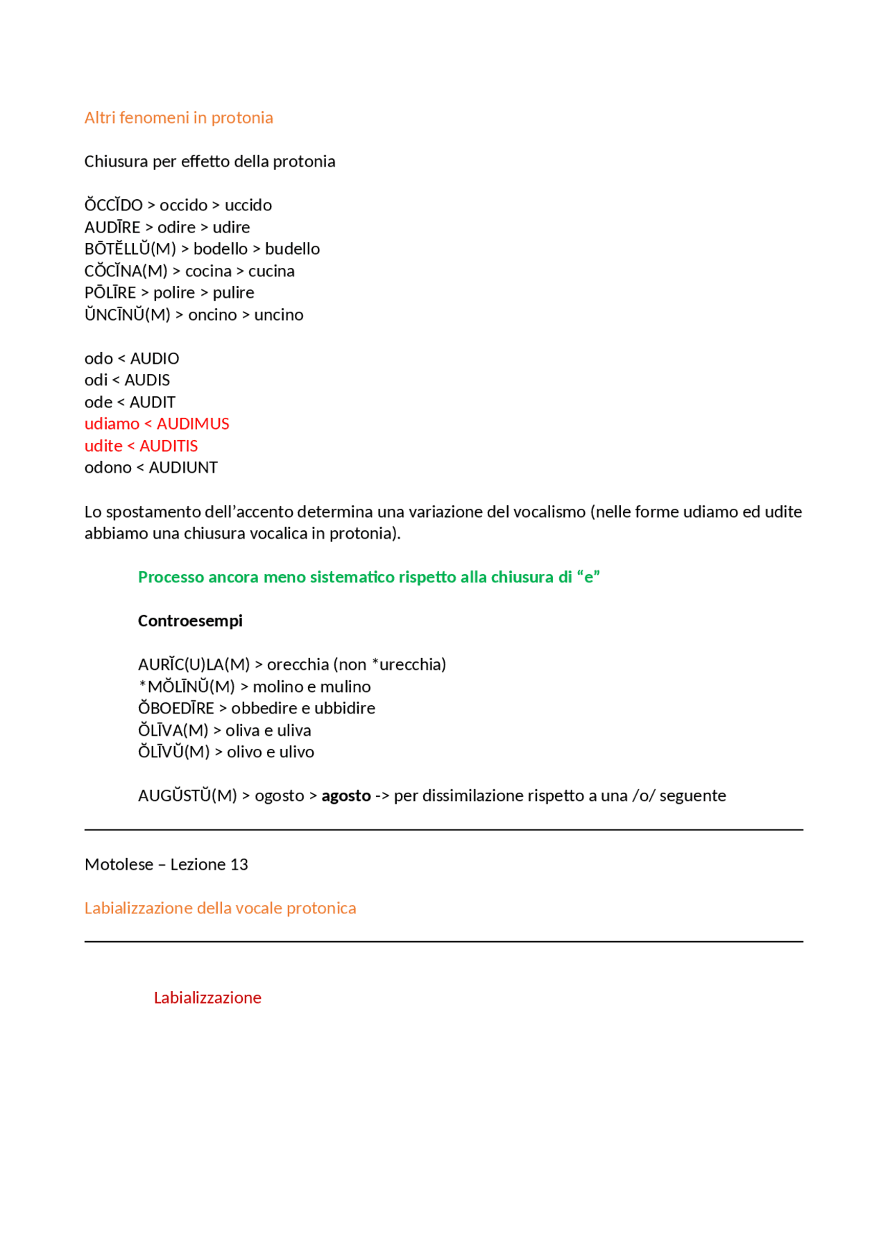 Motolese Grammatica Storica 2 Parte Docsity
