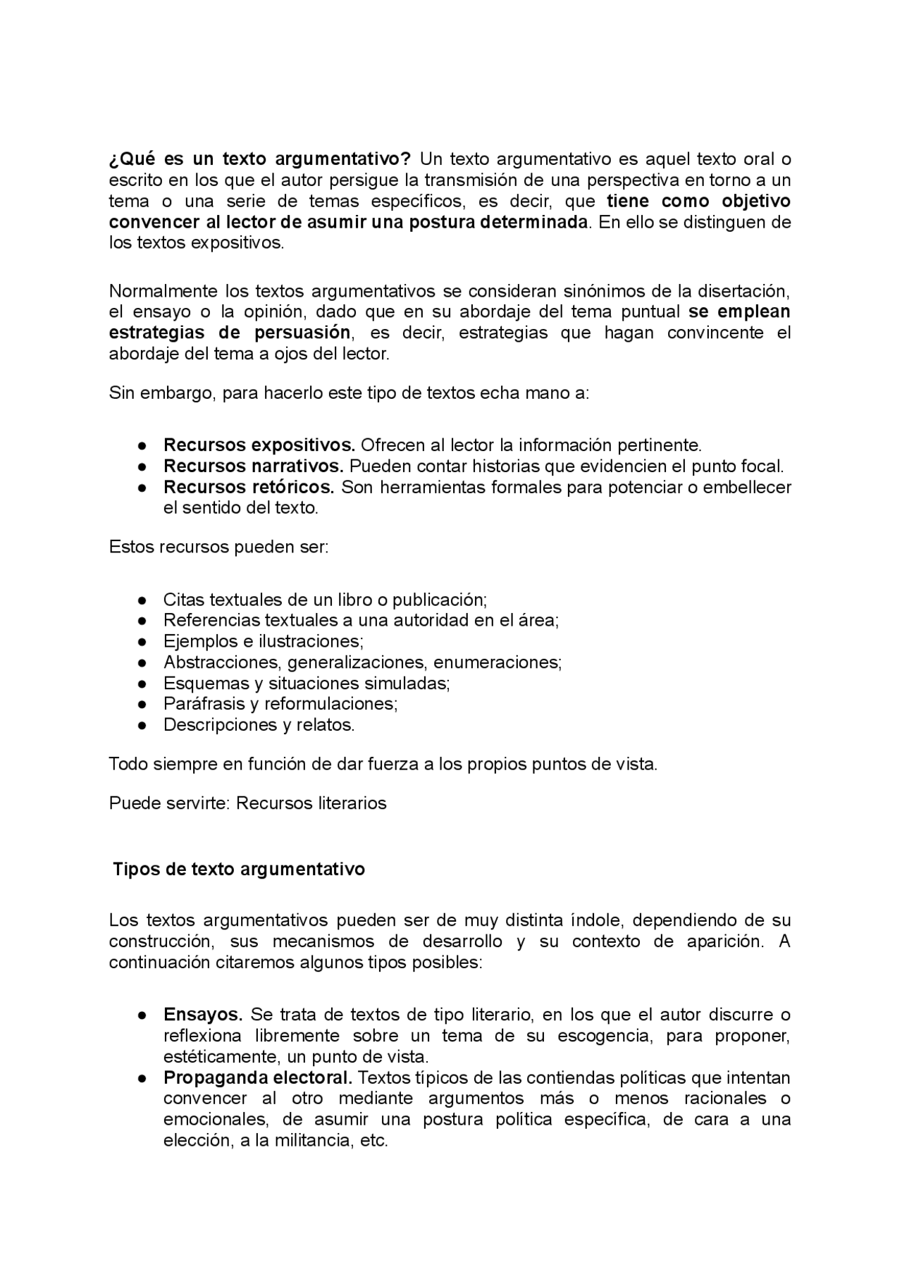 Texto Argumentativo Apuntes De Lengua Y Literatura Docsity
