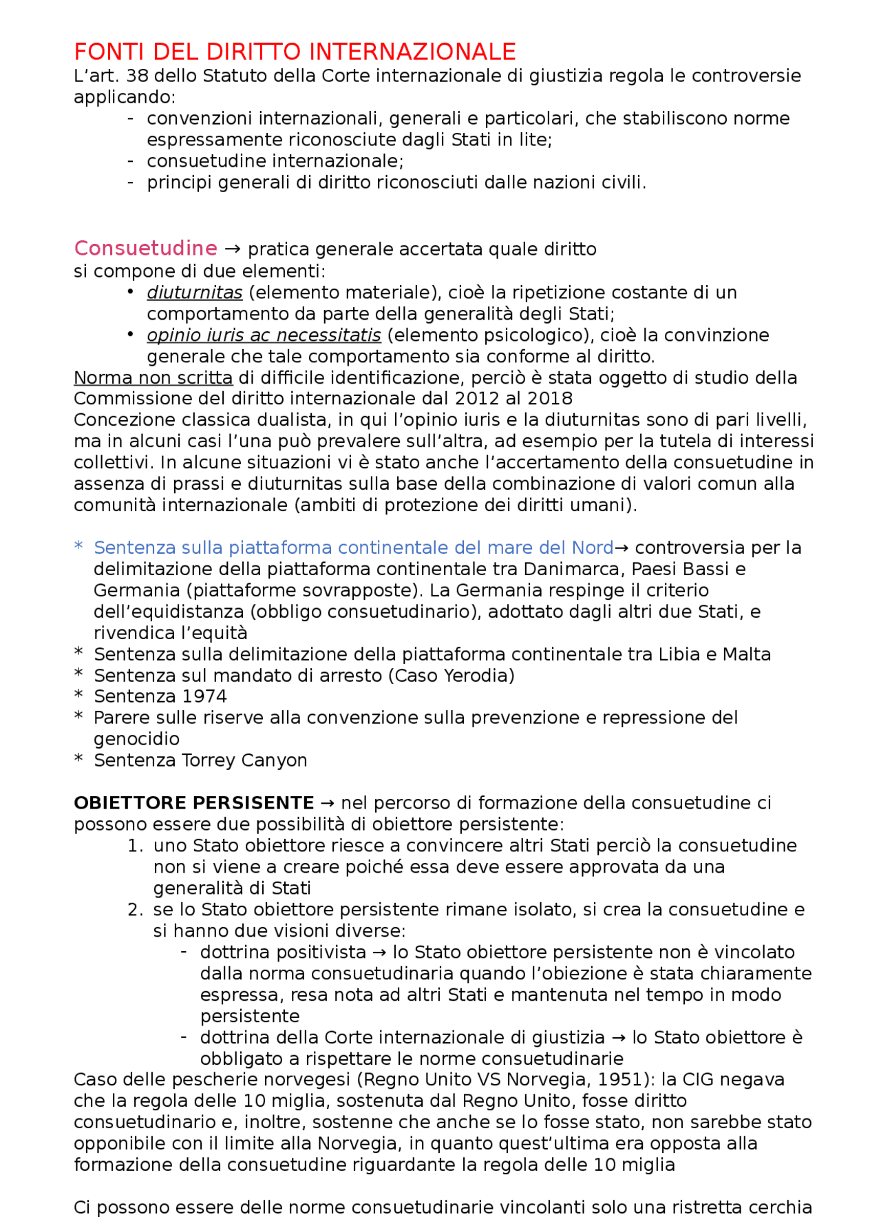 Le Fonti Del Diritto Internazionale Docsity