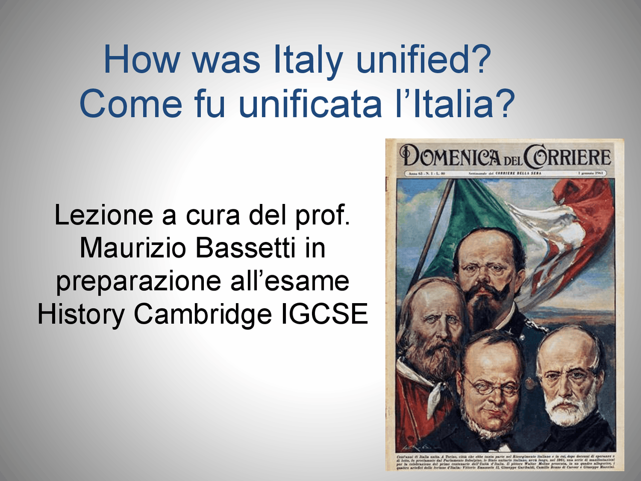How was italy unified, presentation - Docsity