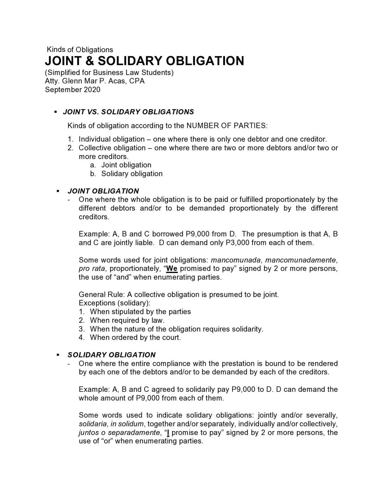 Obligation and contract - Docsity